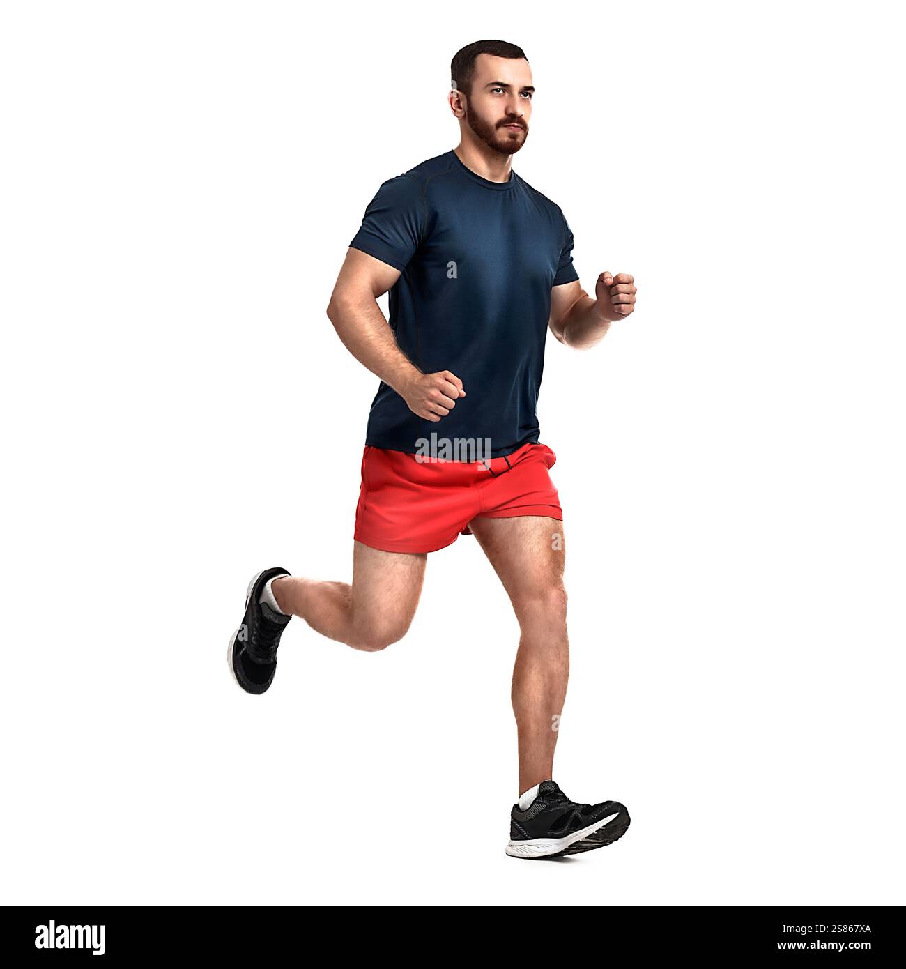 Handsome young man running on white background Stock Photo - Alamy