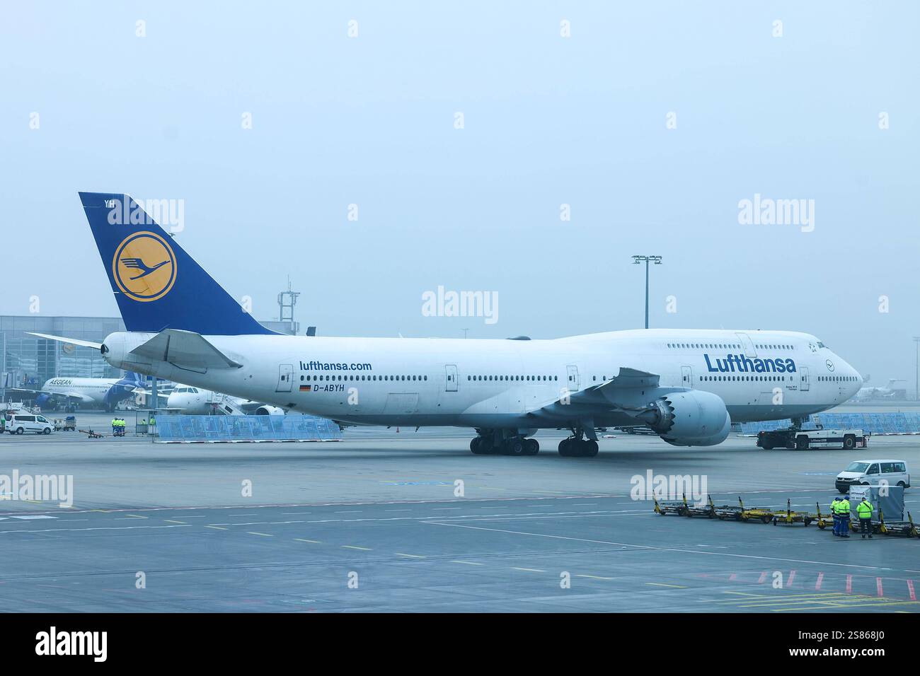Flughafen Frankfurt am Main am 21. Januar 2025, Nebelig v.l., Nebel und Eis am Frankfurter ...