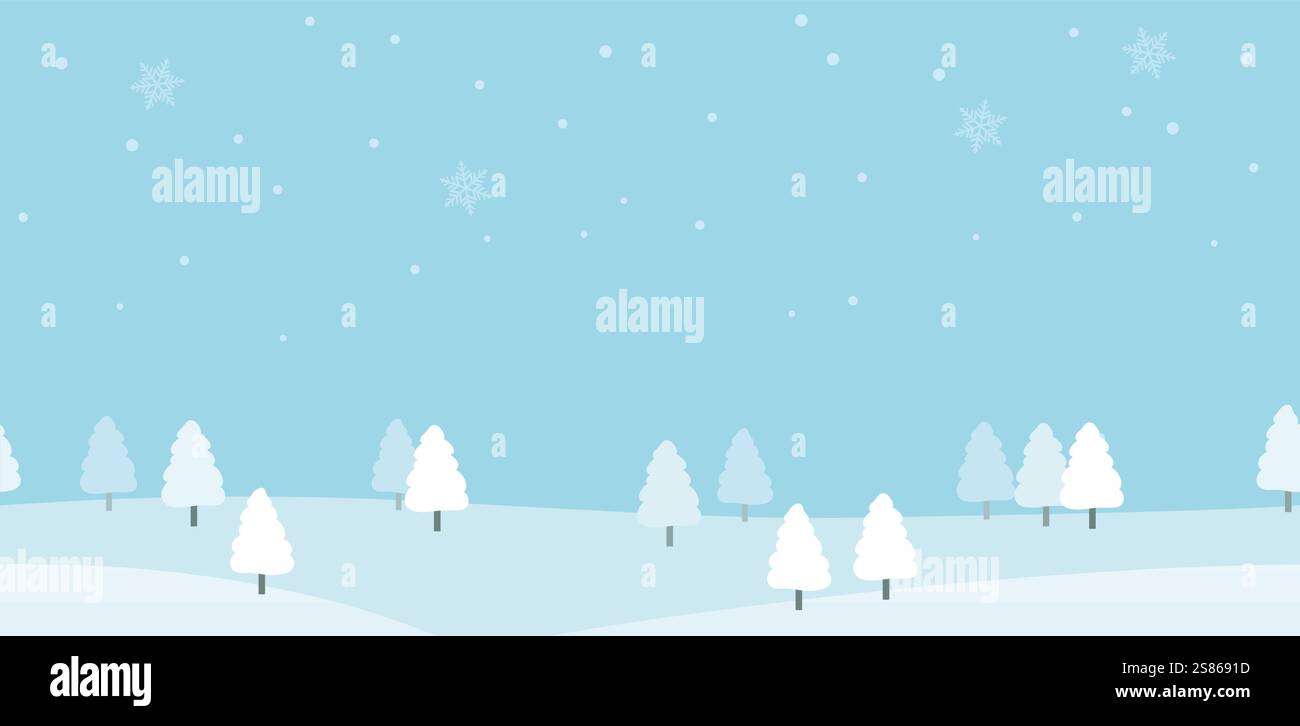 Seamless Flat-Style Landscape In The Wintertime Vector Illustration ...