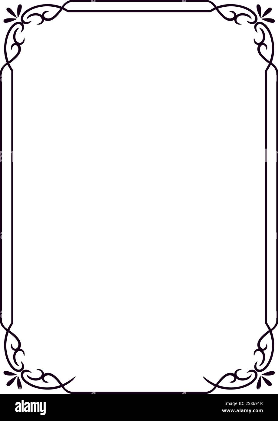 Classic rectangular frame with delicate floral corners creating an ...