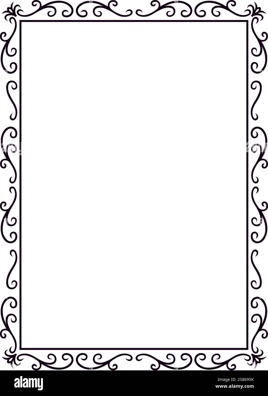 Decorative vintage border with elegant swirls and curls framing an ...