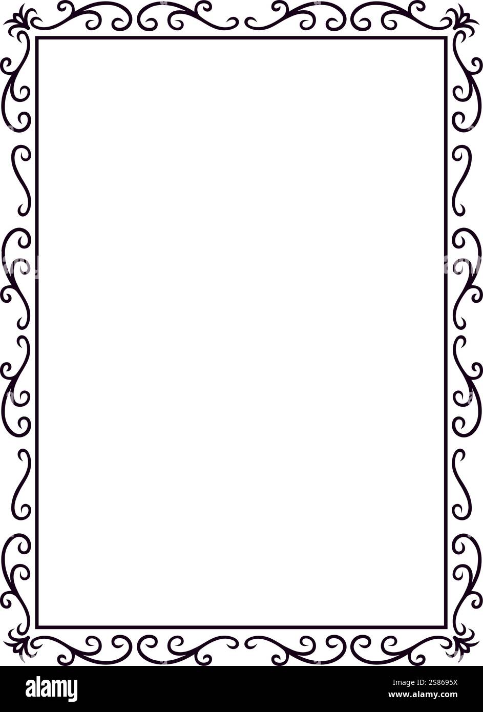 Decorative vintage border with elegant swirls and curls framing an ...