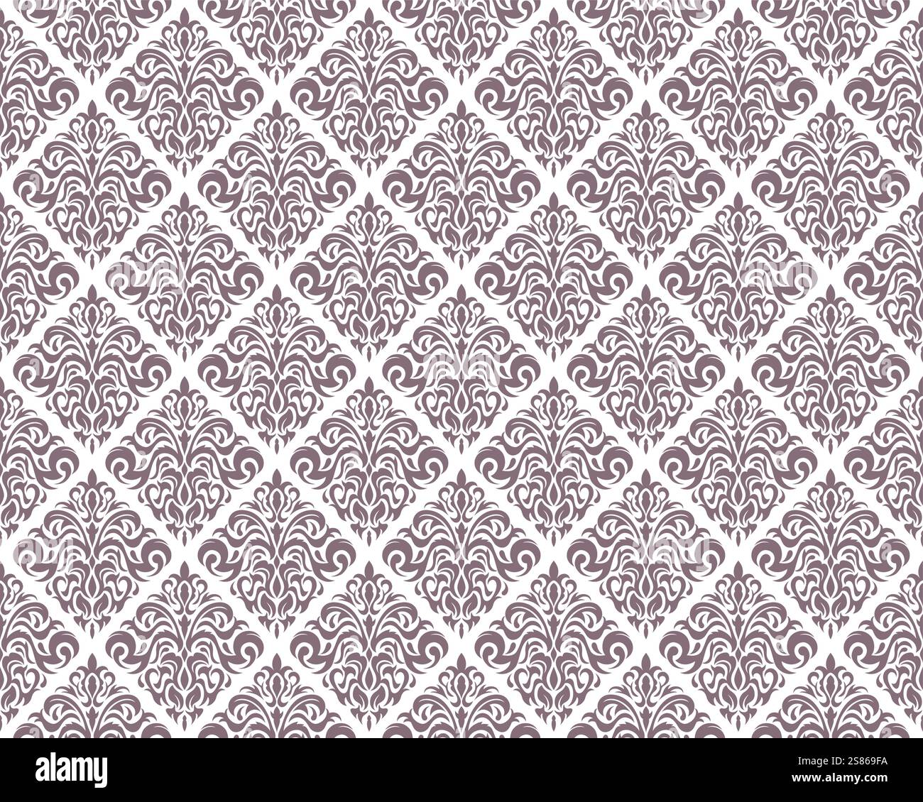 Horizontally And Vertically Repeatable Vector Seamless Damask Vintage ...