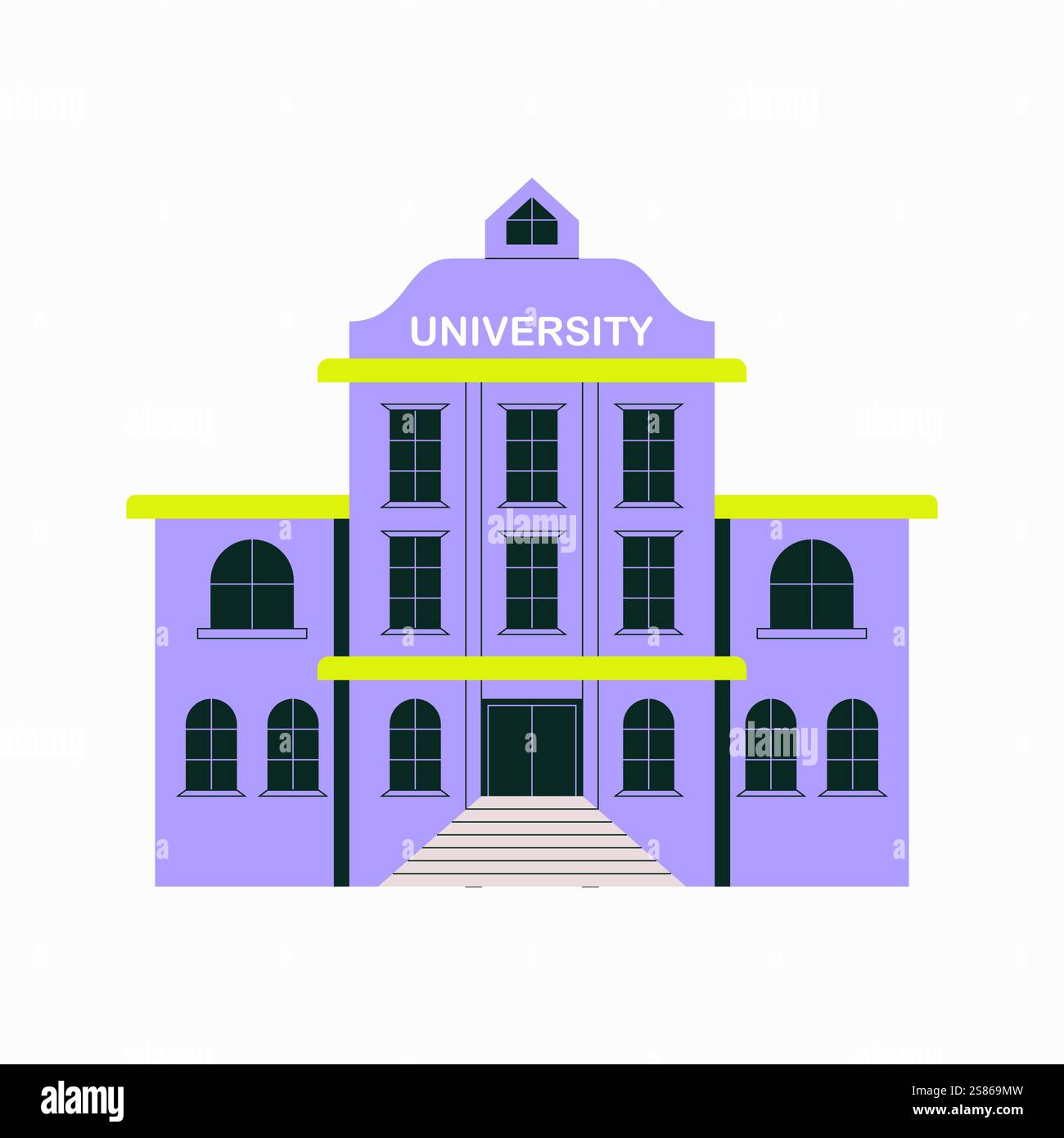 University Building In Flat Vector Illustration Symbolizing Higher ...
