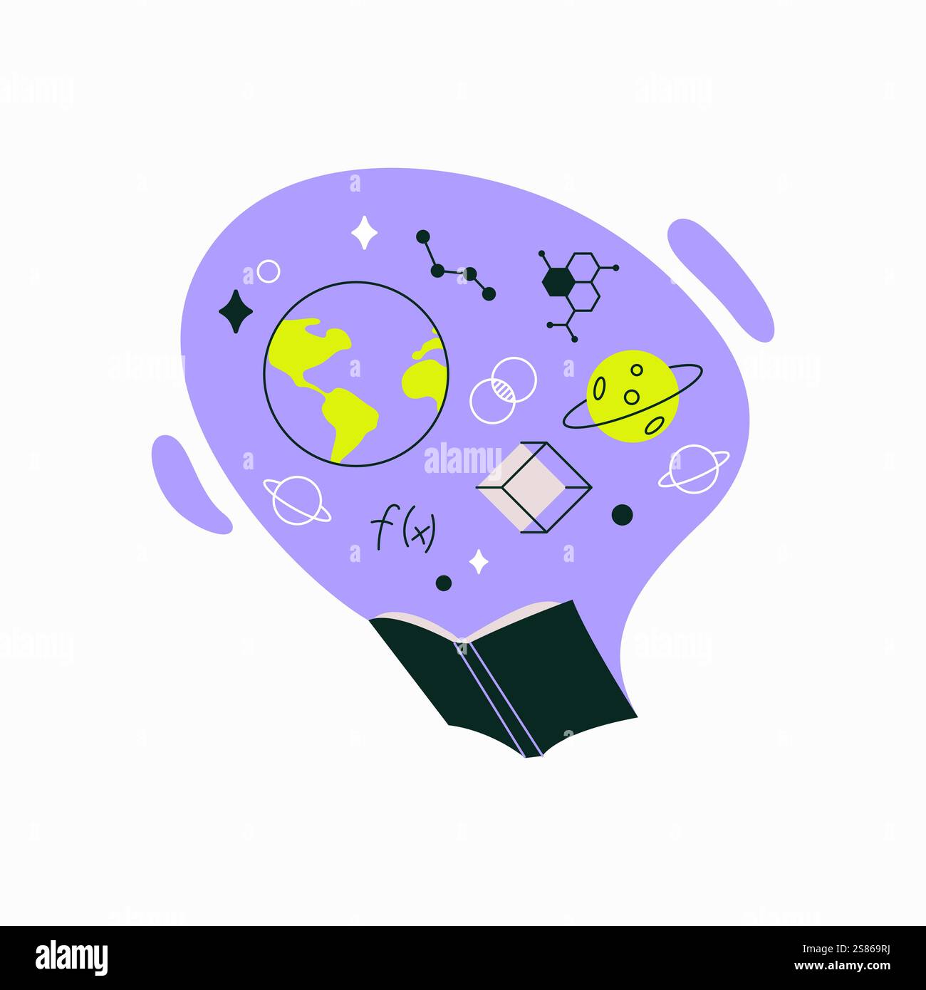 Open Book With Scientific And Mathematical Symbols In Flat Vector ...