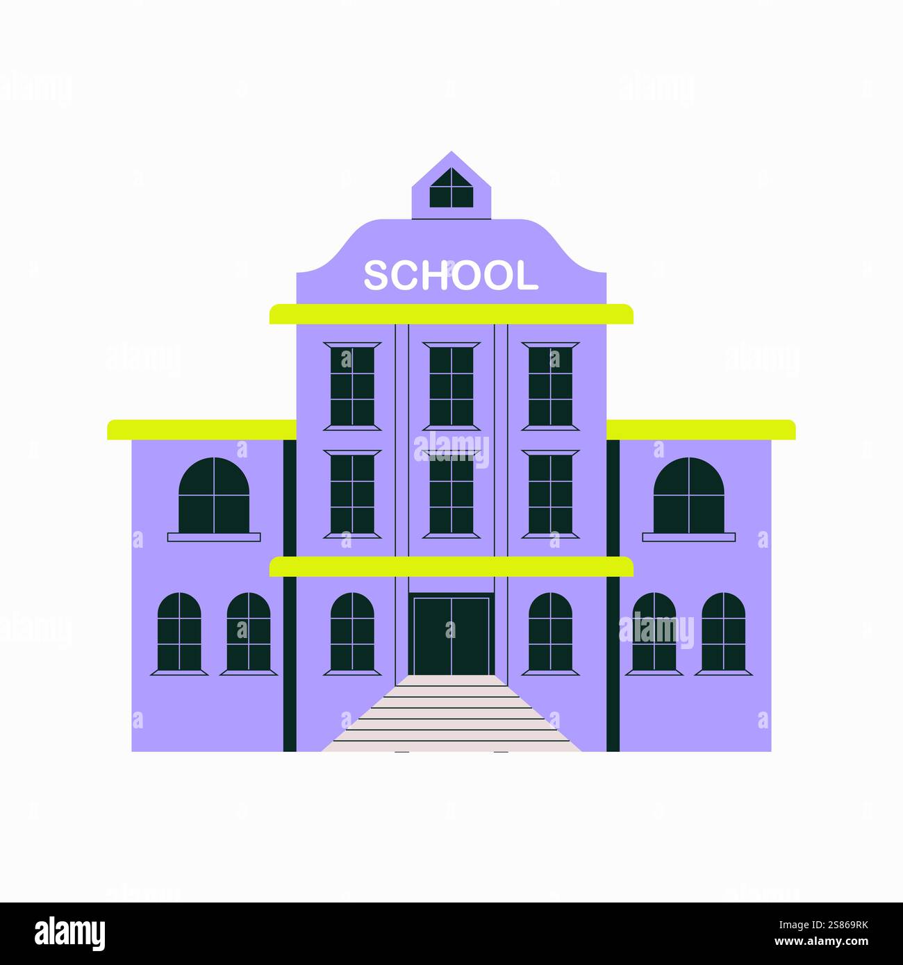 School Building In Flat Vector Illustration Symbolizing Education ...