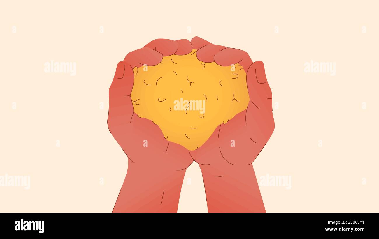 Handful grain hand holding Stock Vector Images - Alamy