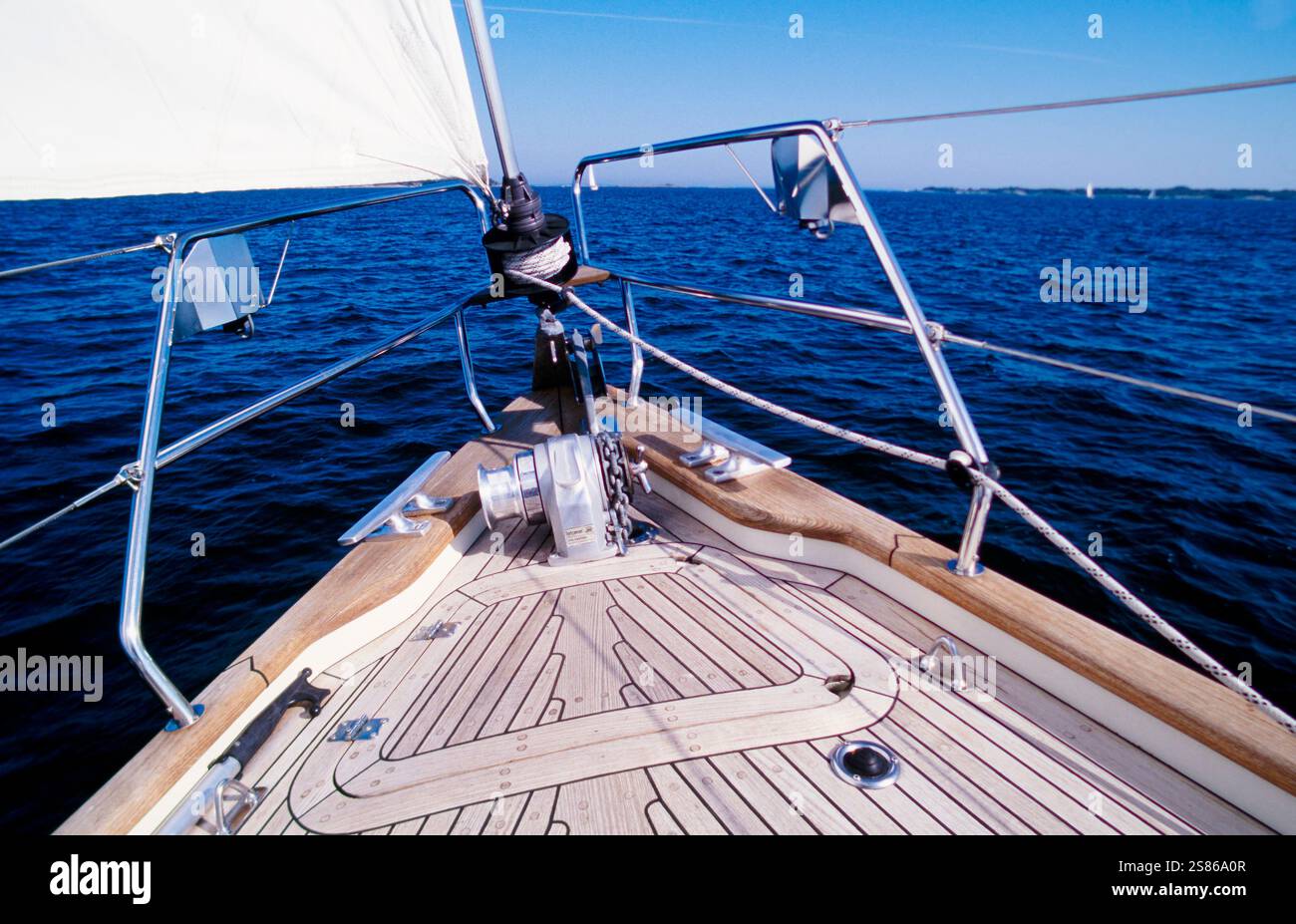 Deck on sailing boat Stock Photo - Alamy