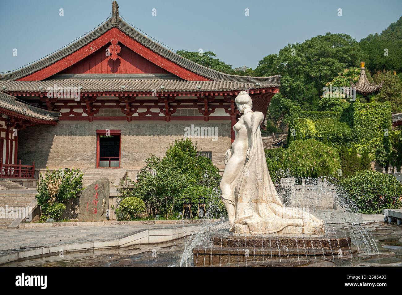 Huaqin Palace and Hot Spring outside Xian with the modern sculpture of famous concubine Yang ...