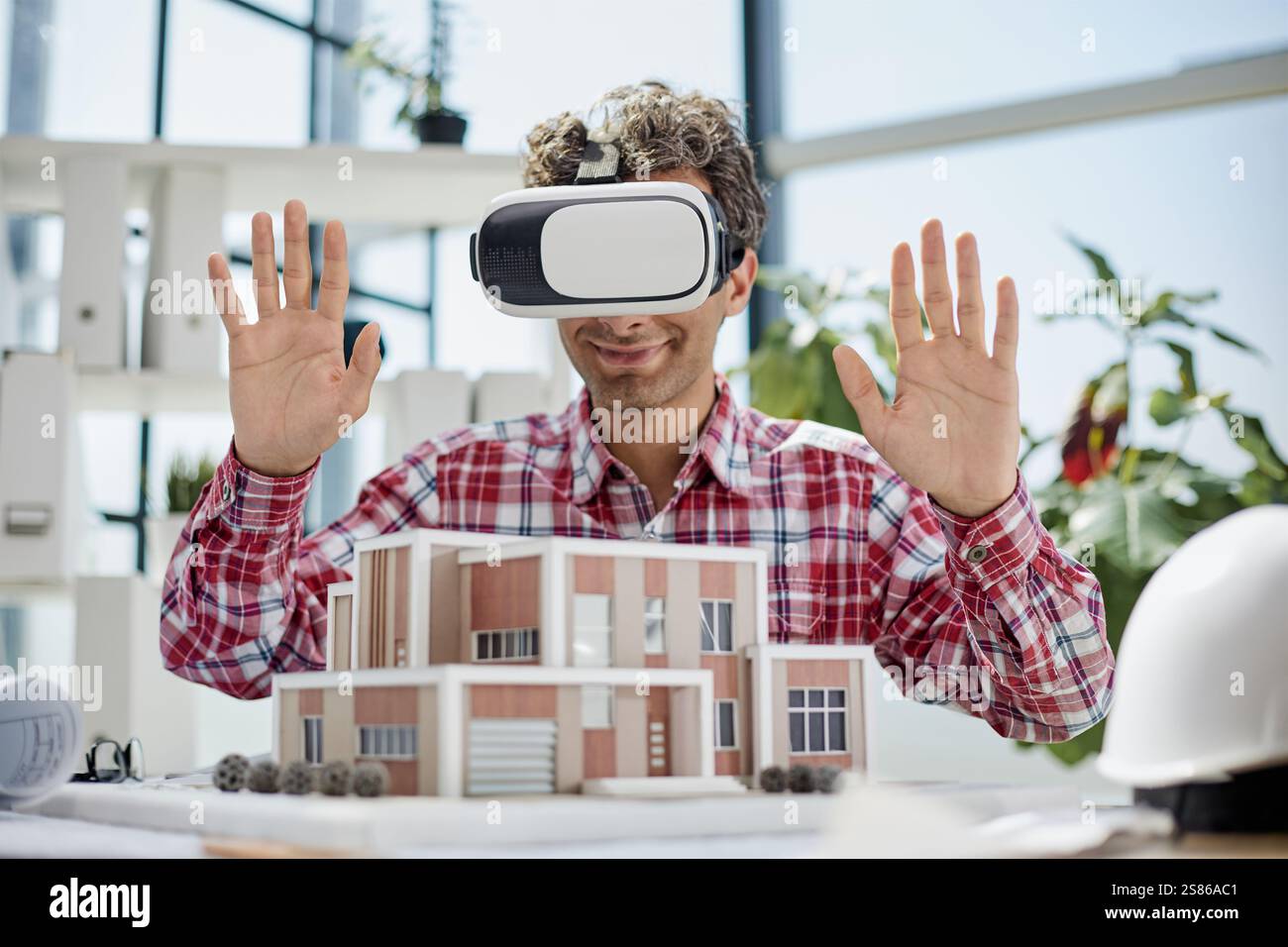 Virtual reality futuristic design technology. Architect or design ...