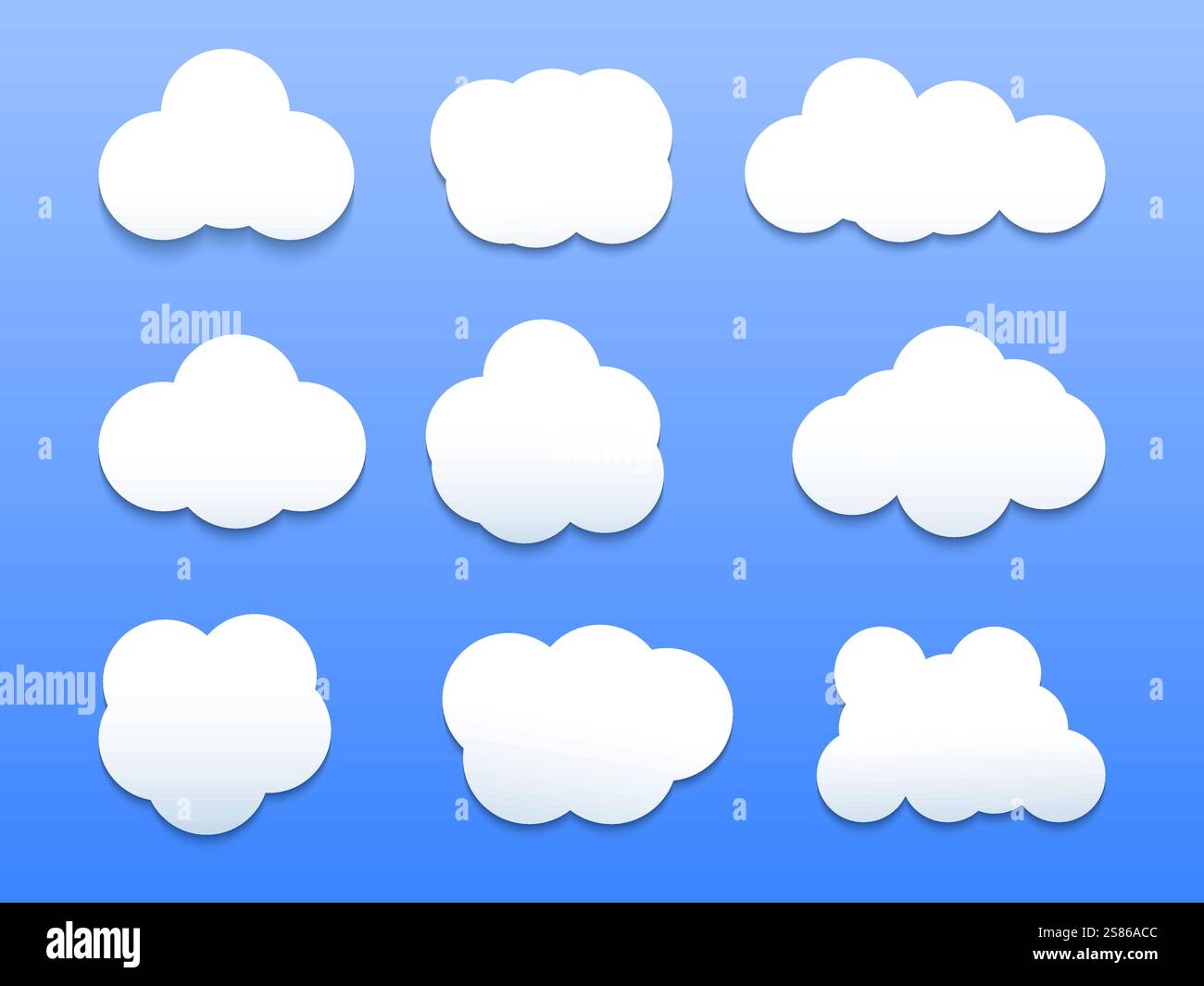 White colour cloud shining in Blue sky background. Cloud icon, cloud ...