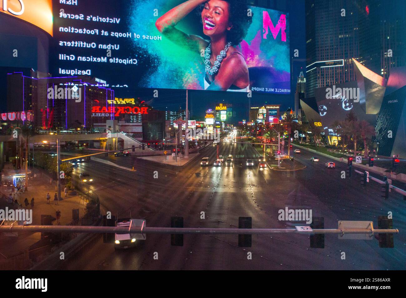 A night time street scene in the town of Las vegas, Nevada, USA Stock ...