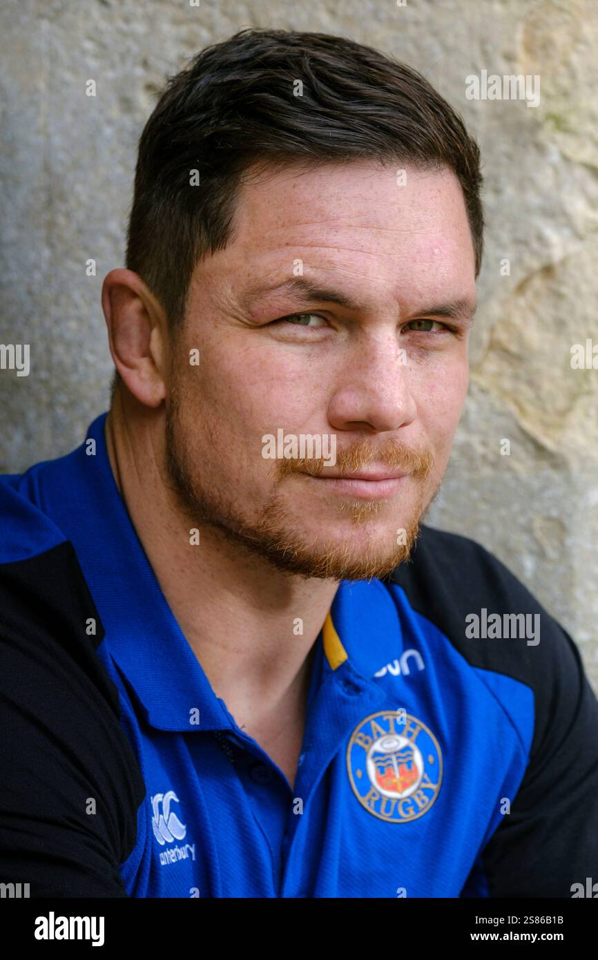 Shot in 2020. Portrait of Bath Rugby club Flanker, Francois Louw at ...