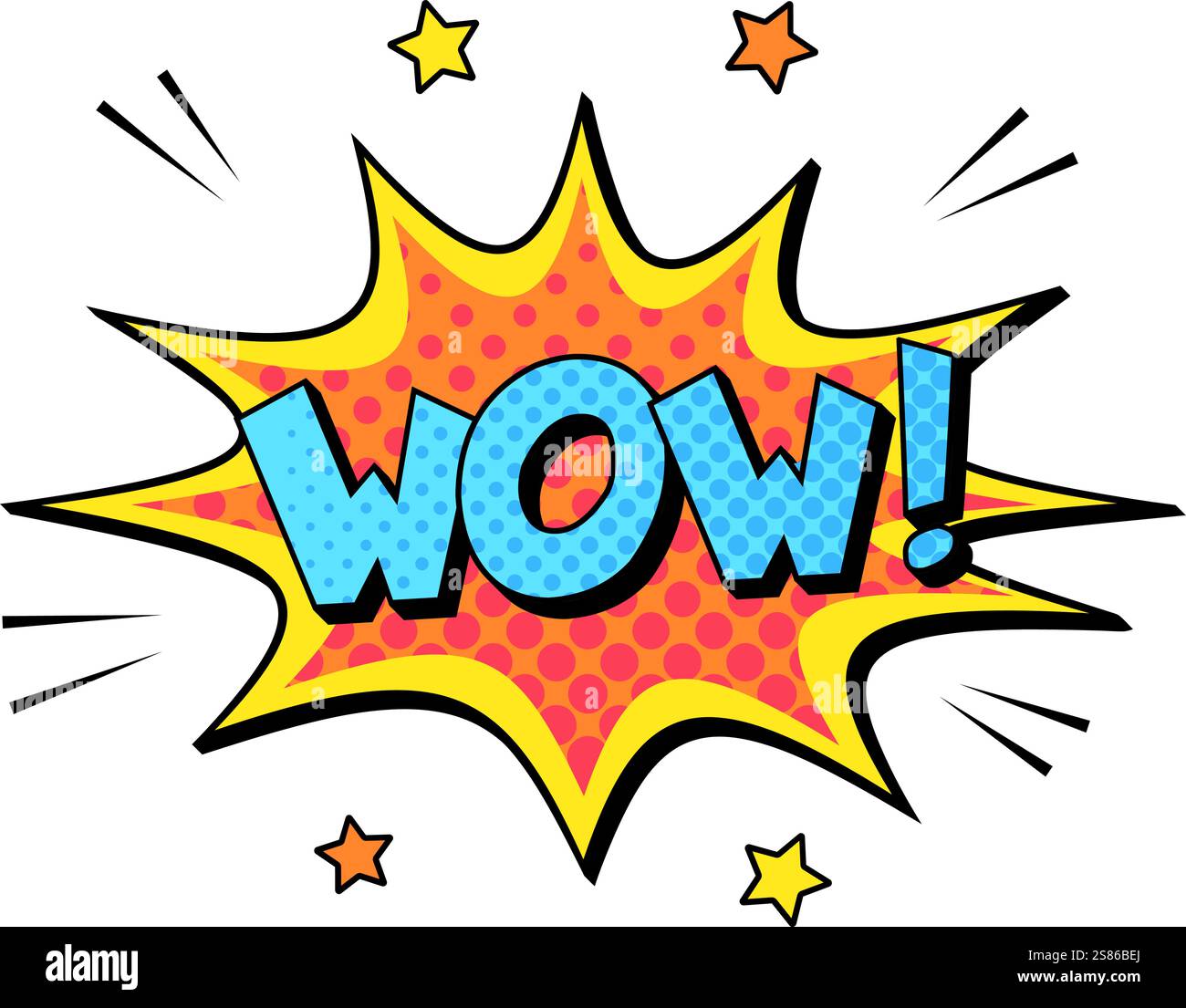 Bright, colorful cartoon explosion bursting with stars and halftone ...