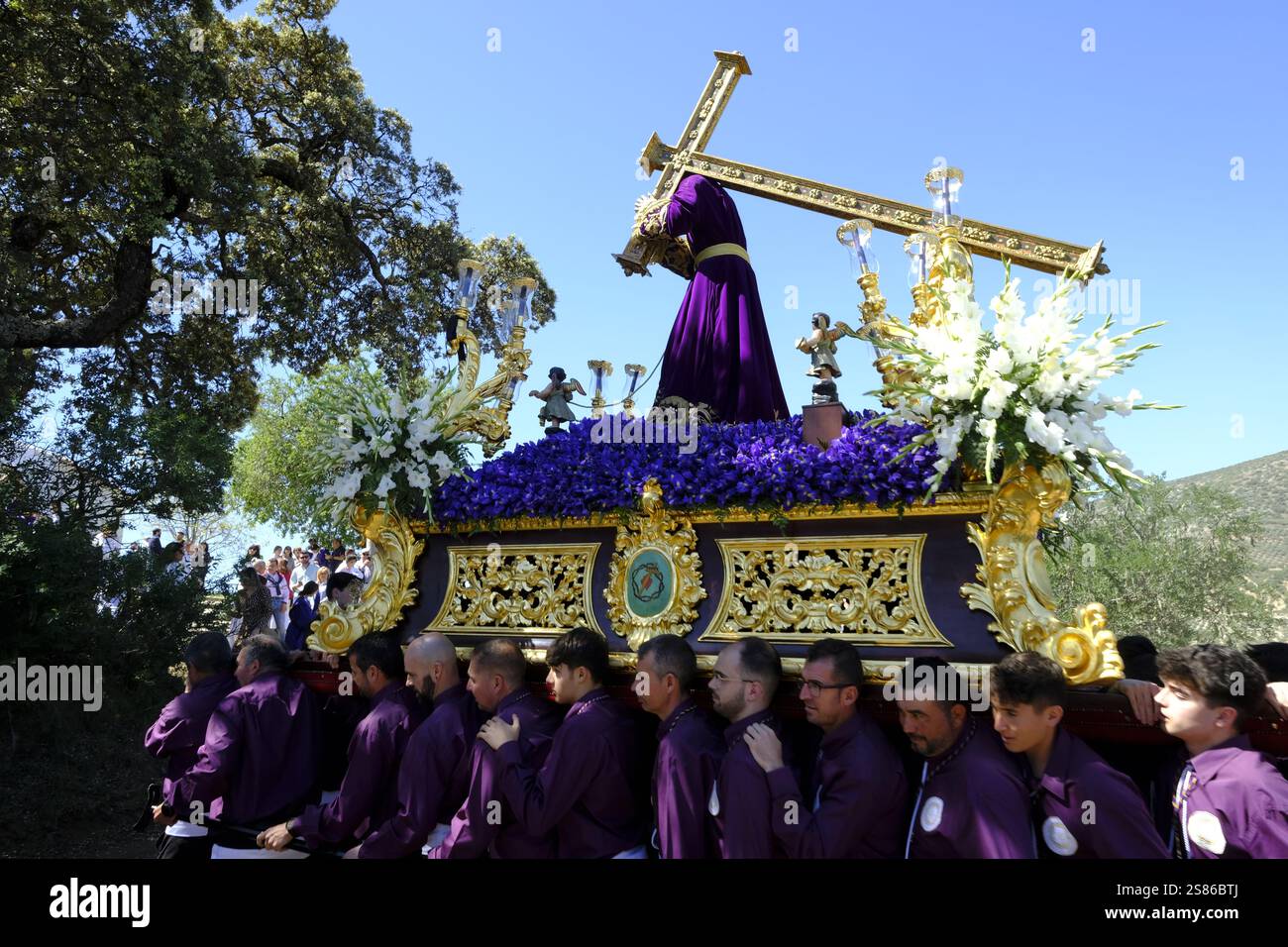 Good Friday procession, villagers carrying a palanquin with Jesus ...