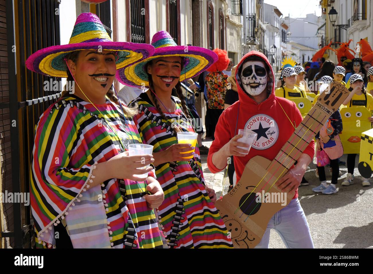 Men in Mexican fancy dress at a unique carnival on Easter Sunday ...