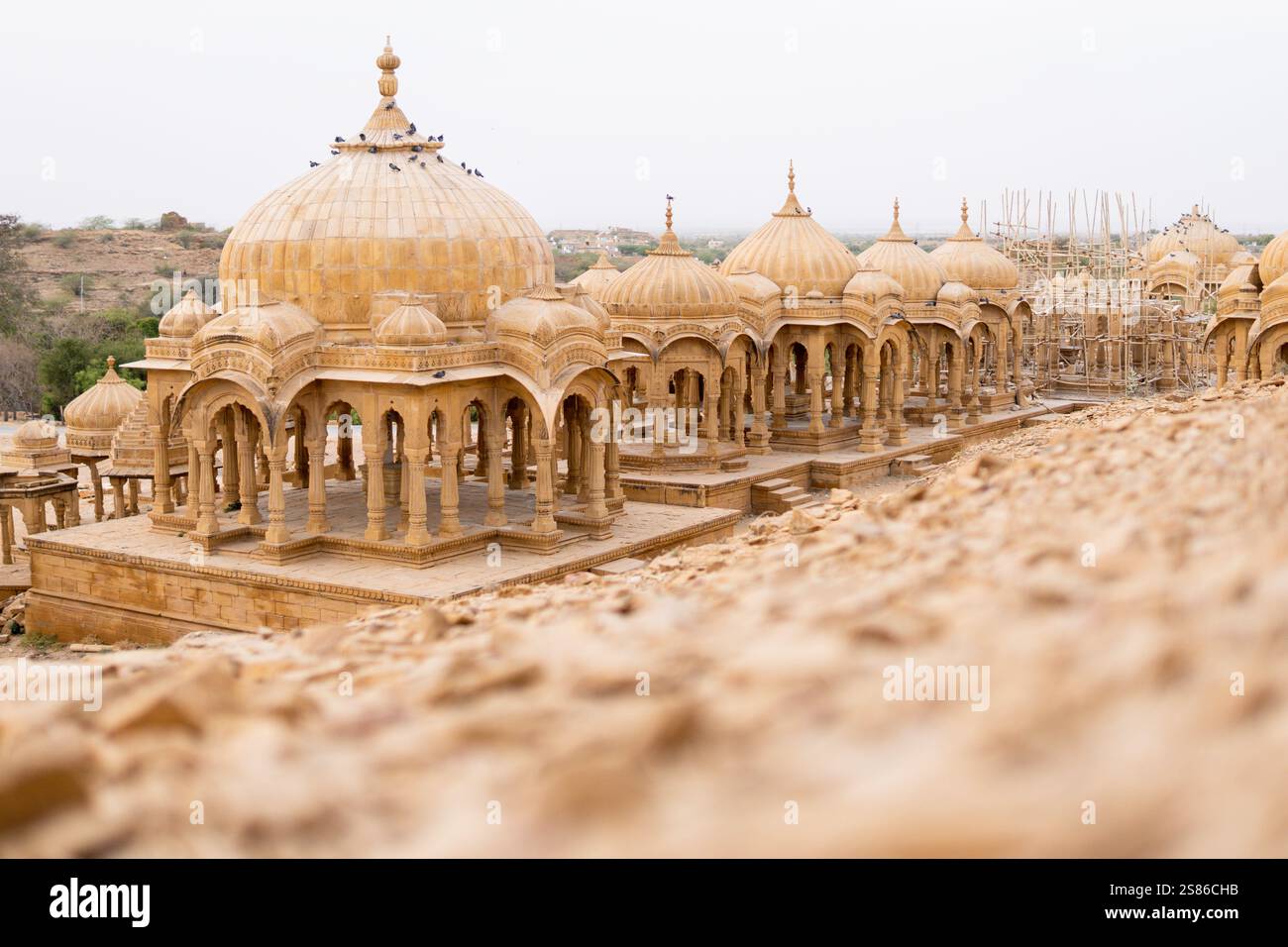 Historic Bada Bagh tombs made of sandstone in the suburbs of Jaisalmer ...