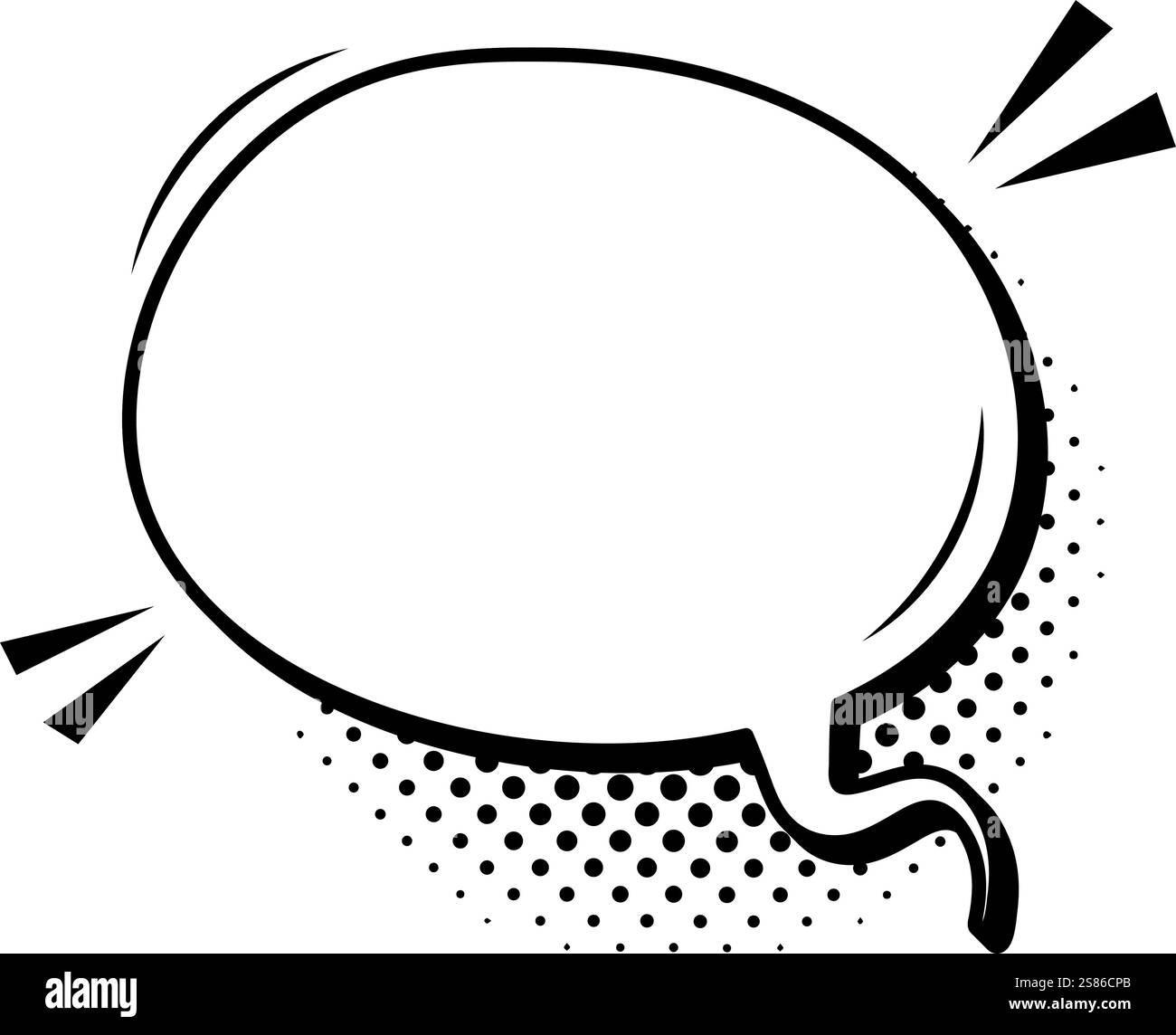 Empty comic speech bubble is popping out with halftone dots shadow ...