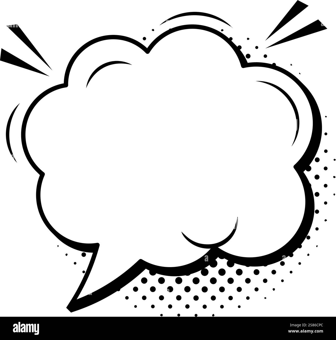 Retro empty comic speech bubble with halftone background is waiting to ...