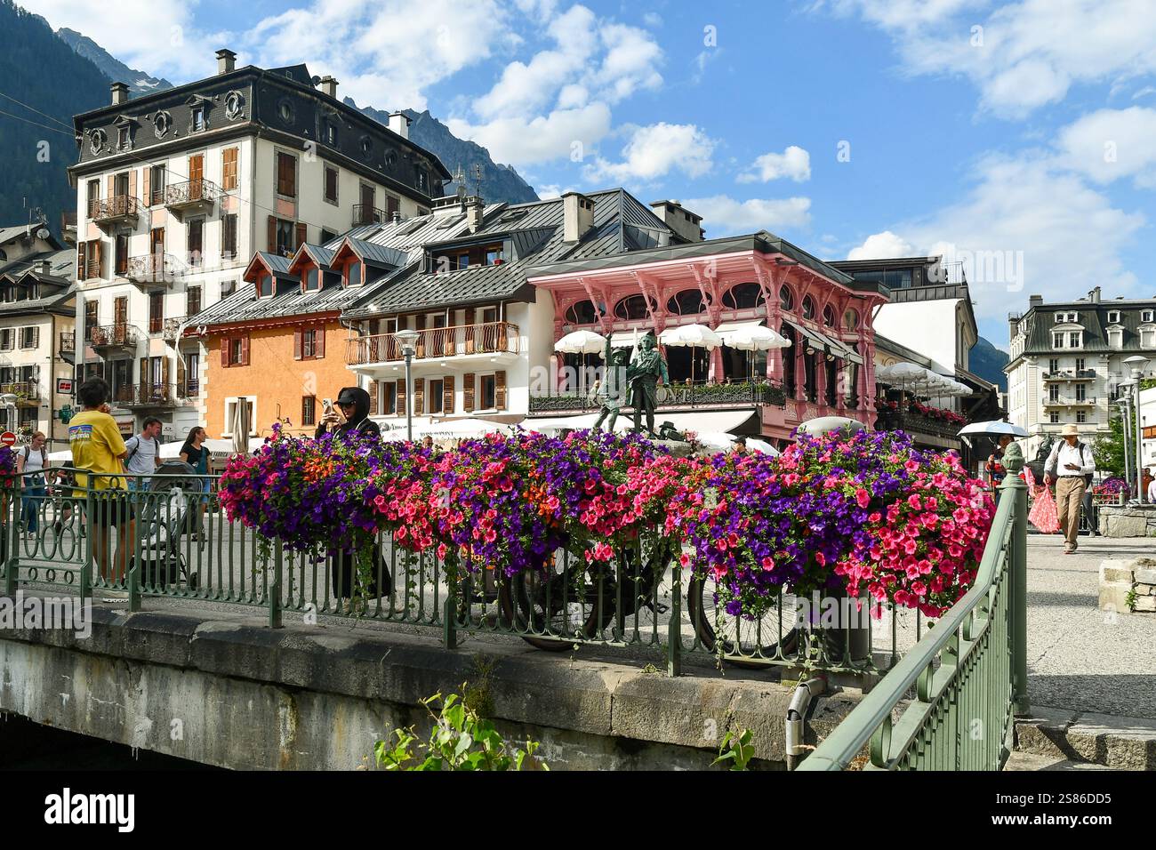 Place Balmat in the centre of the mountain town, with flowering ...