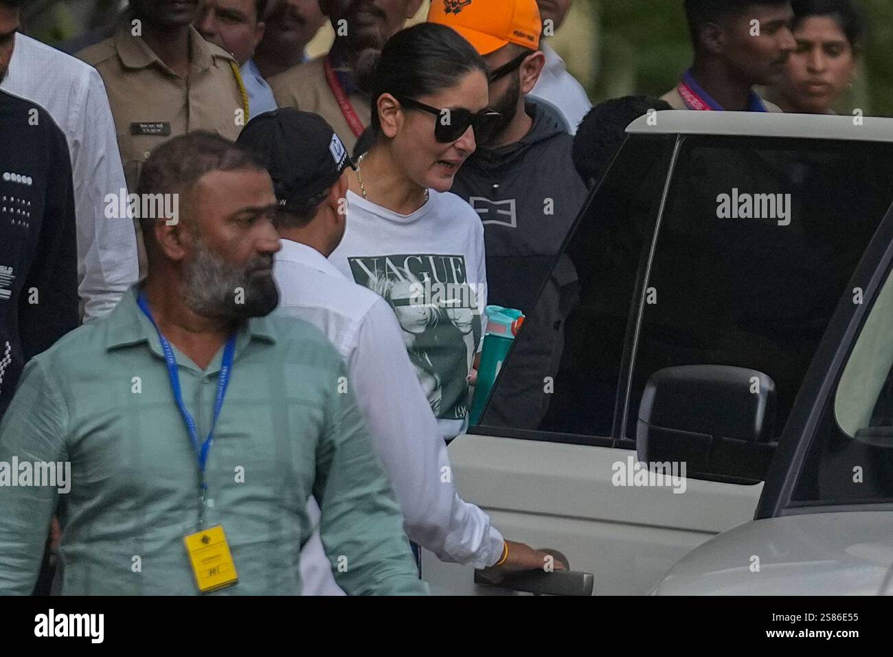 Bollywood actress Kareena Kapoor Khan leaves the hospital after her husband Bollywood actor Saif ...