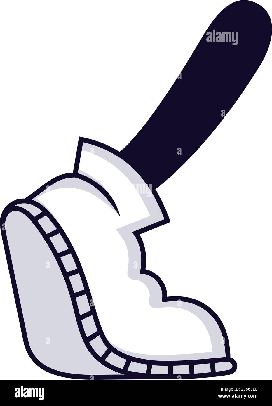 Cartoon leg wearing a large shoe stepping on an object, featuring a ...