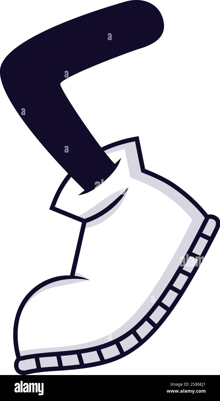 Cartoon leg sporting a white boot, taking a confident step forward ...