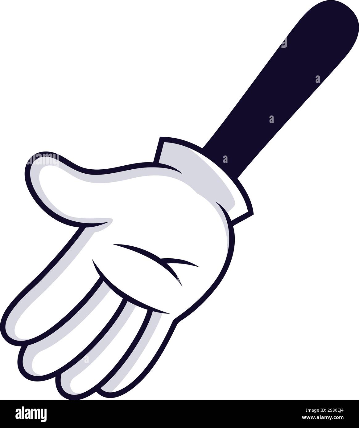 Cartoon hand wearing a white glove from the wrist down is reaching down ...