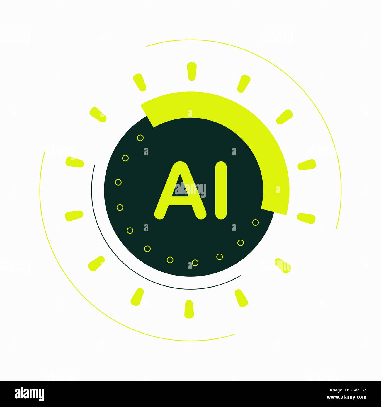 Ai Button With Glow In Flat Vector Illustration Symbolizing Artificial ...