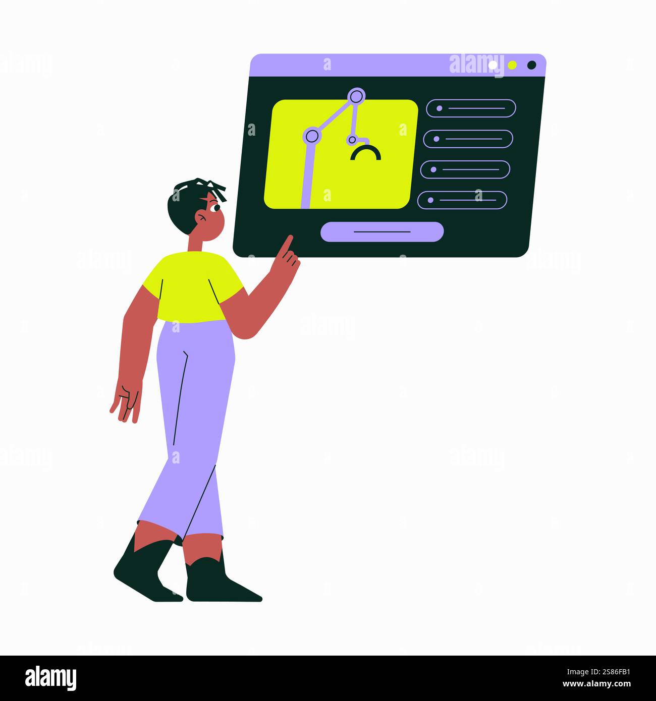 Man Interacting With A Graphical User Interface In Flat Vector