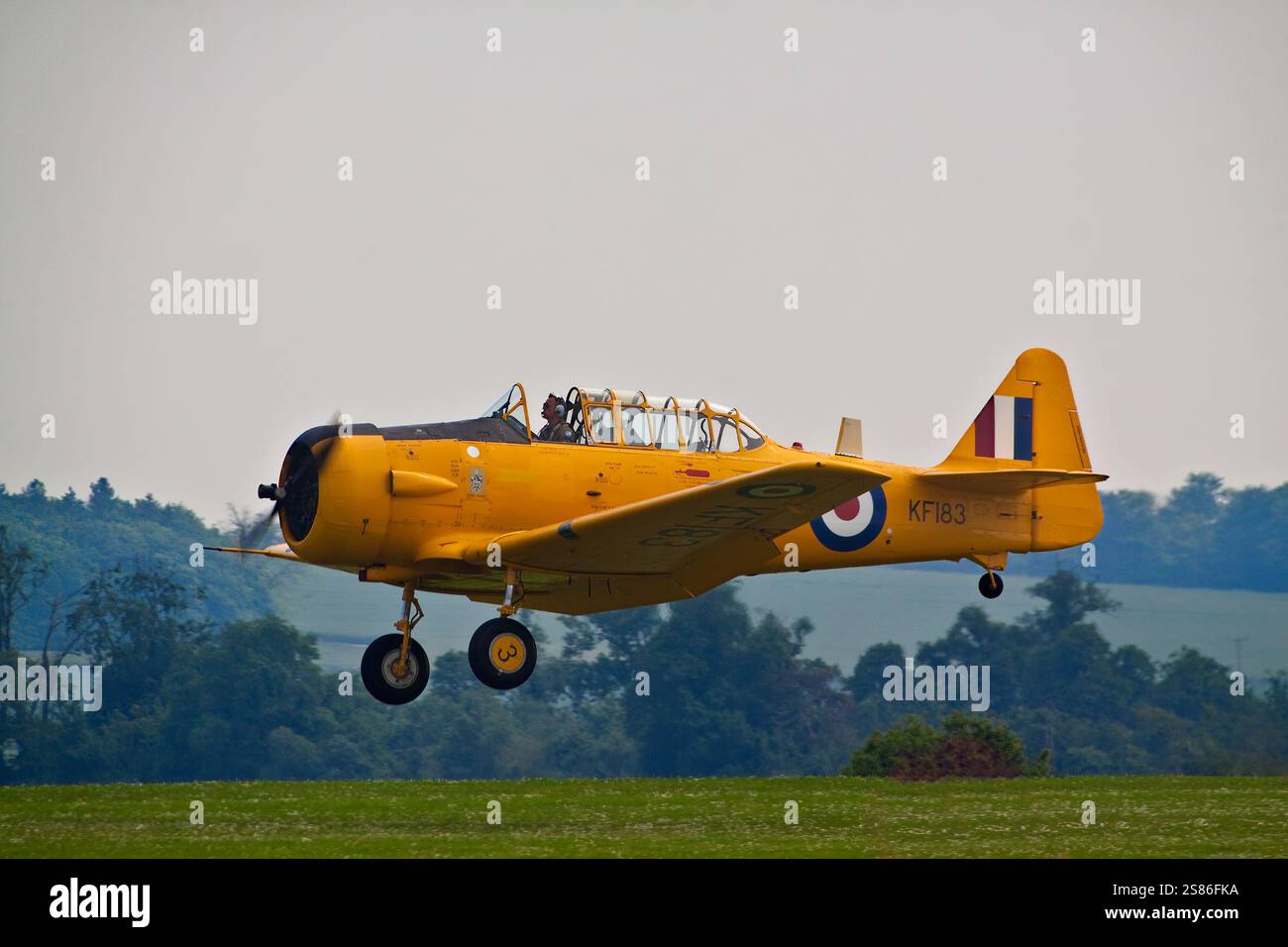 RAF North American Harvard AT-16, IIB in flight but landing Stock Photo ...
