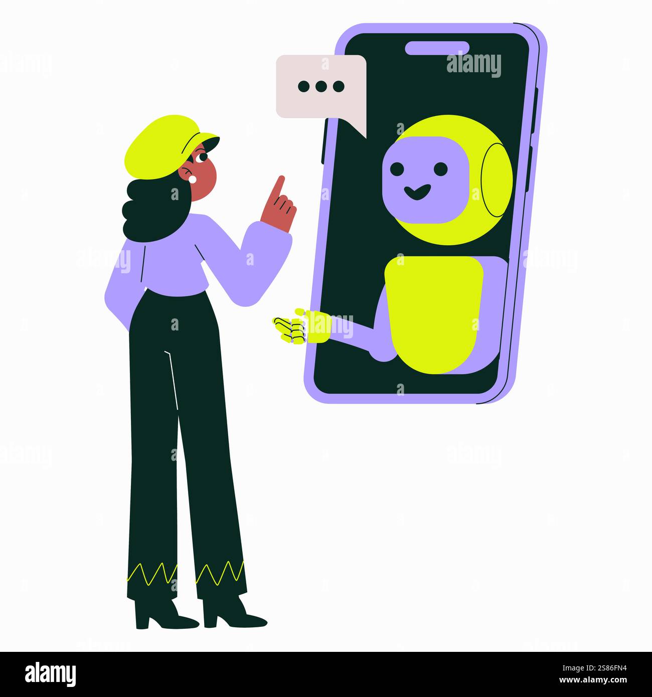 Chatbot Interaction With Female User Through Smartphone Display In Flat ...