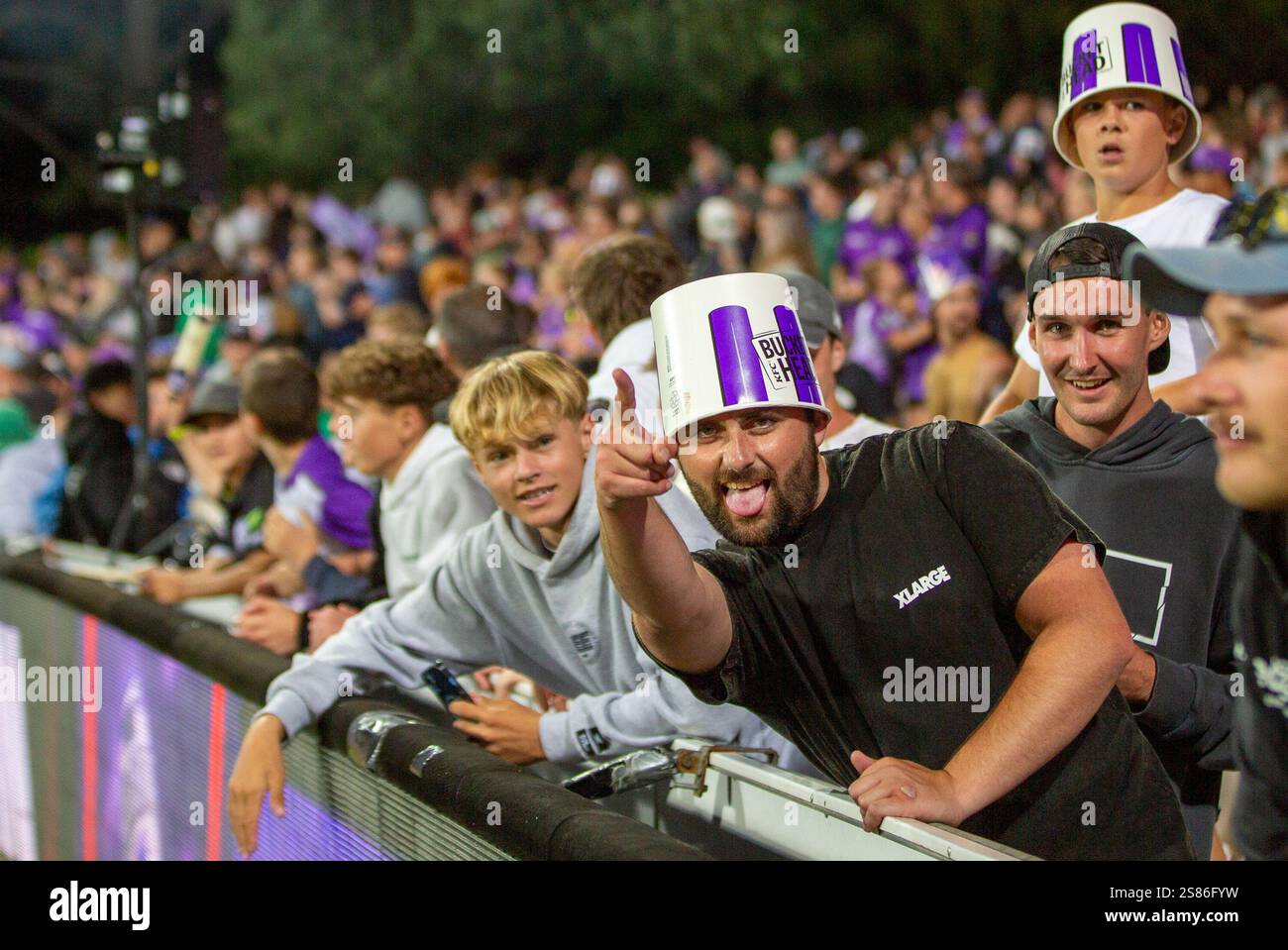 Hobart, Australia. 21st Jan, 2025. Elated fans at Ninja Stadium as ...