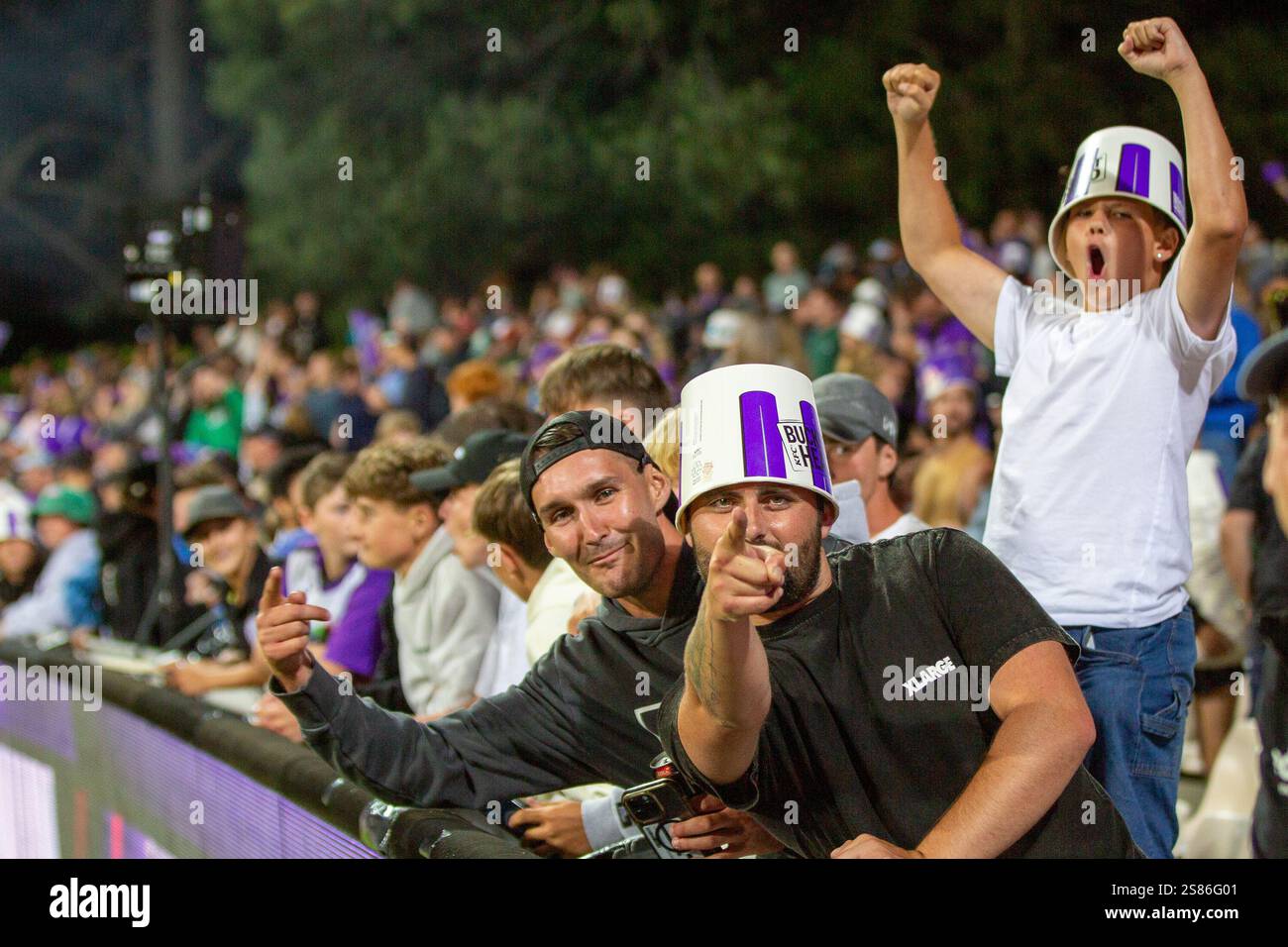 Hobart, Australia. 21st Jan, 2025. Elated fans at Ninja Stadium as ...