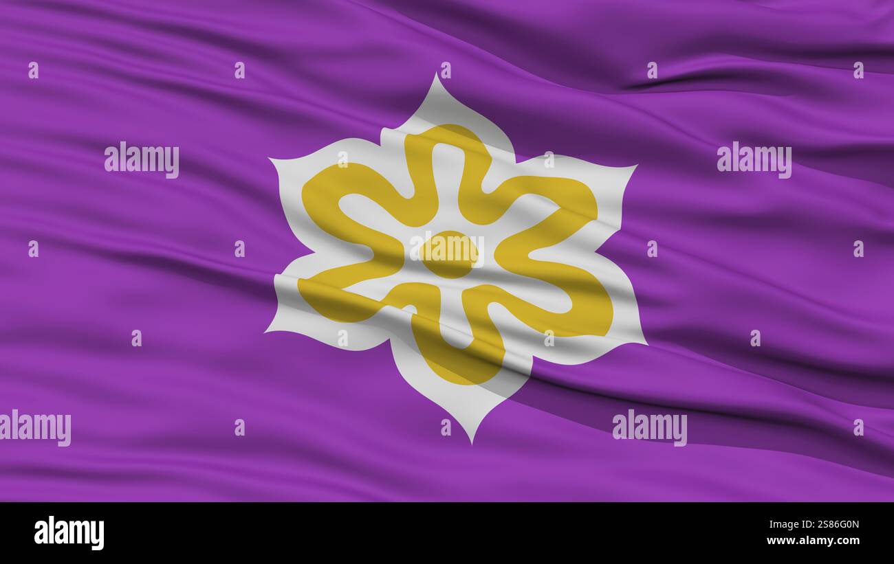 Closeup Kyoto Japan Prefecture Flag, Waving in the Wind, High ...