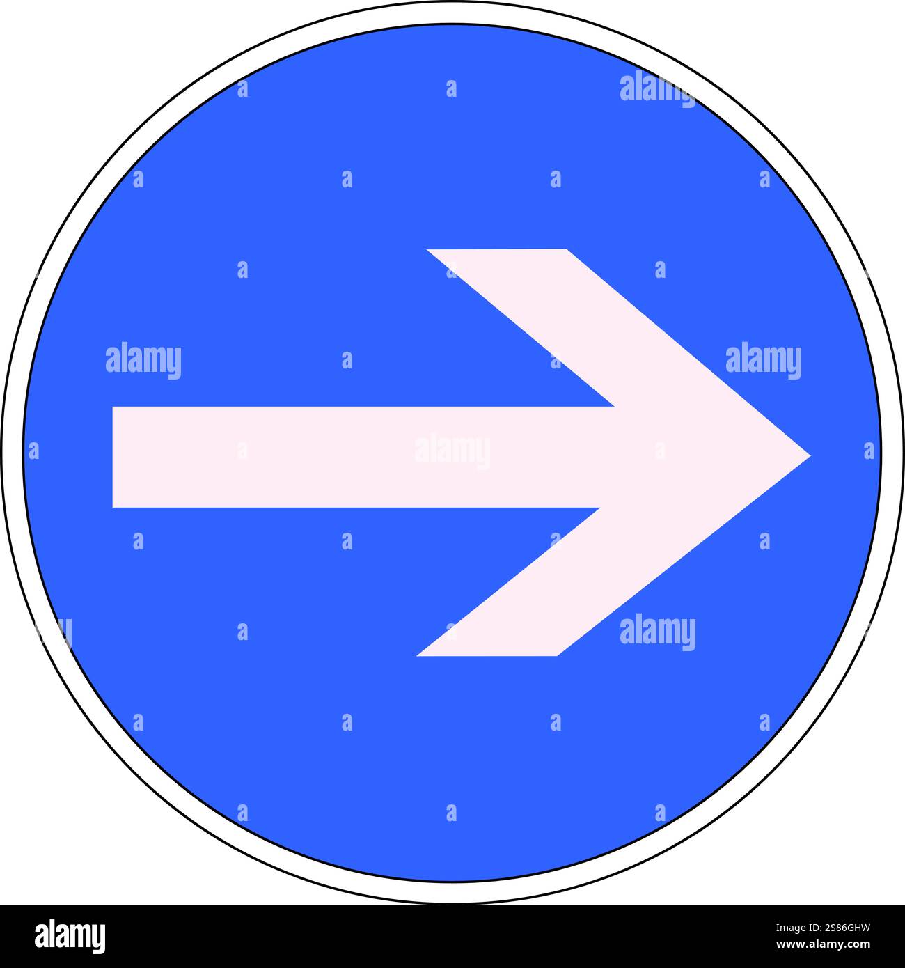 French road sign: Obligation to turn right before the sign Stock Vector ...