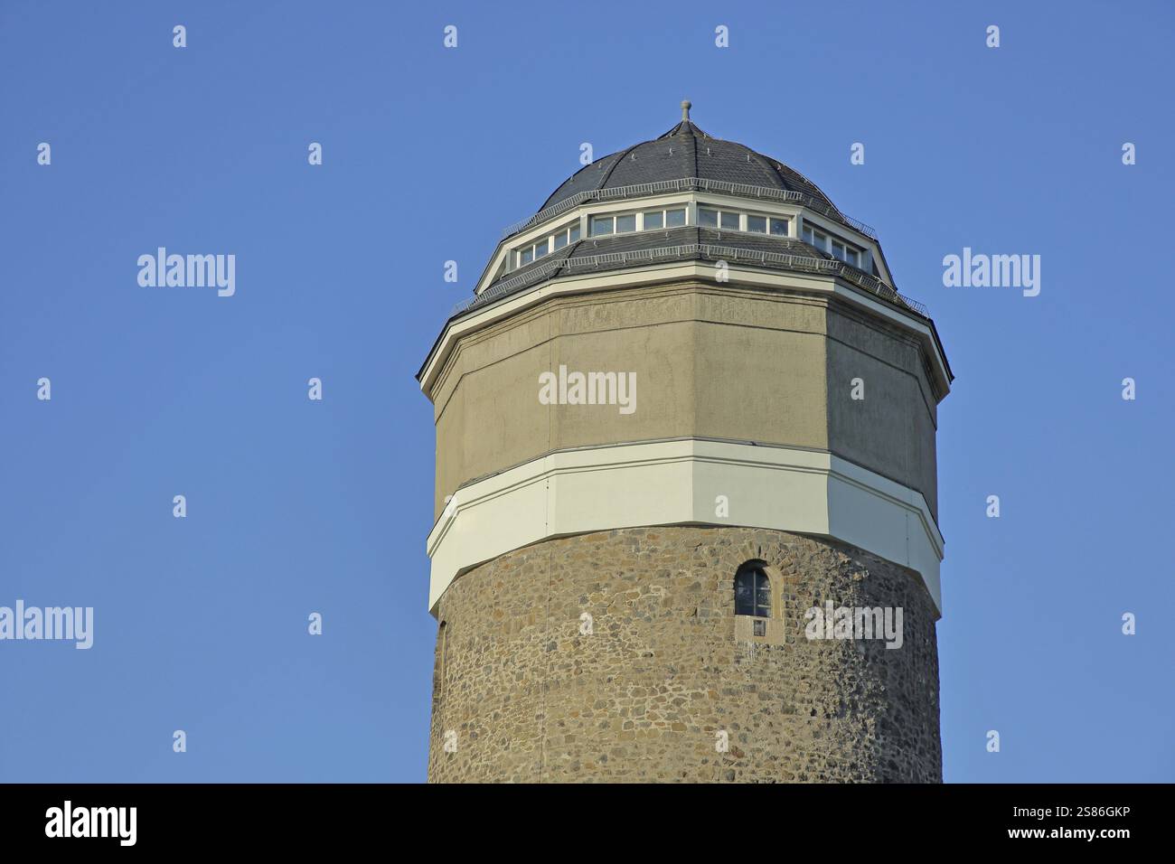Water tower built in 1914, spire, detail, cut-out, Muehlheim am Main ...