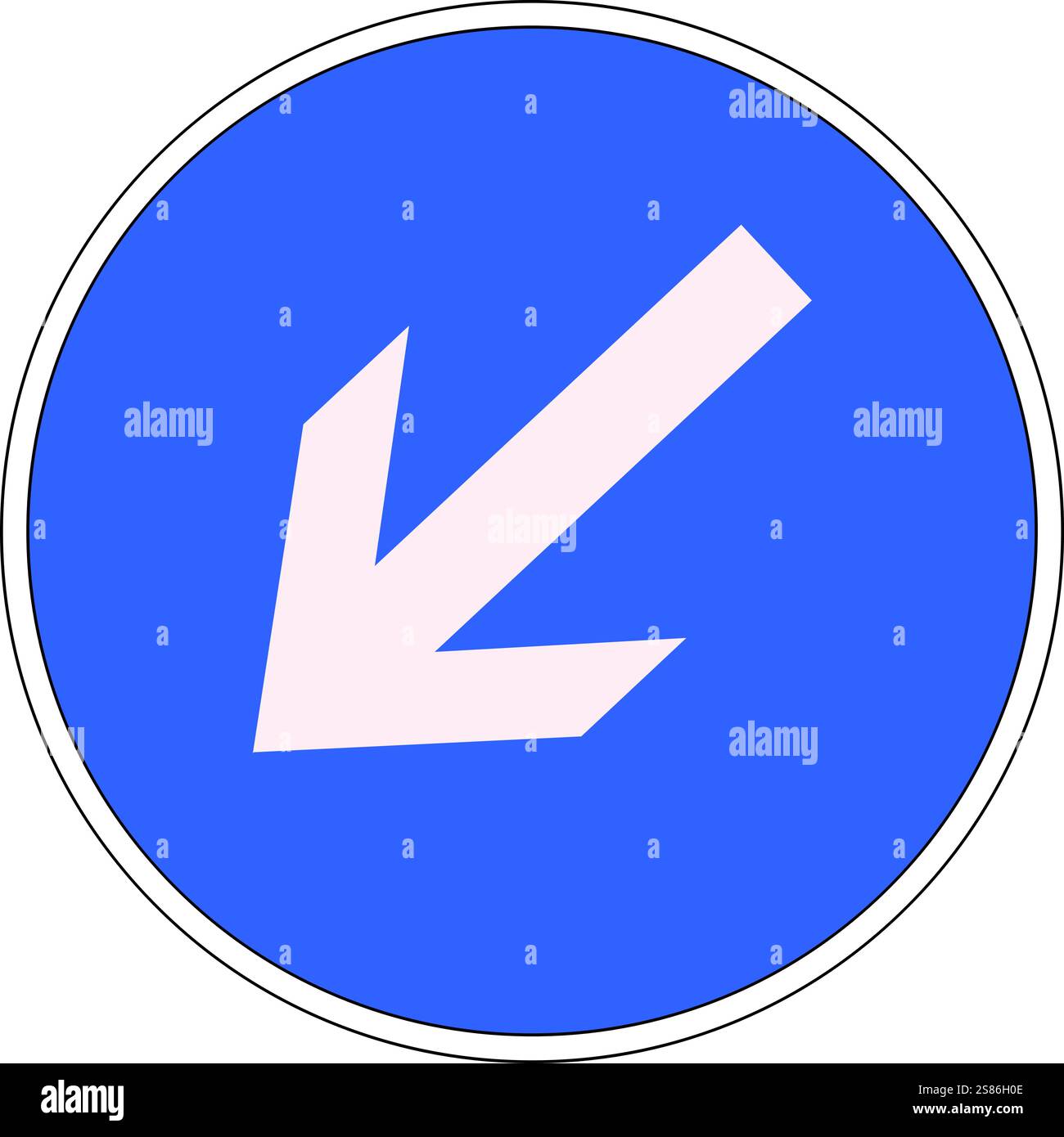 French road sign: Obligatory left turn around obstacle Stock Vector ...