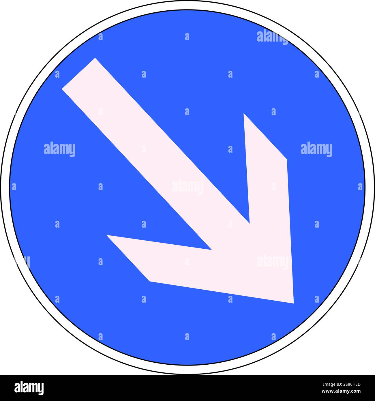 French road sign: Compulsory right turn around obstacle Stock Vector ...