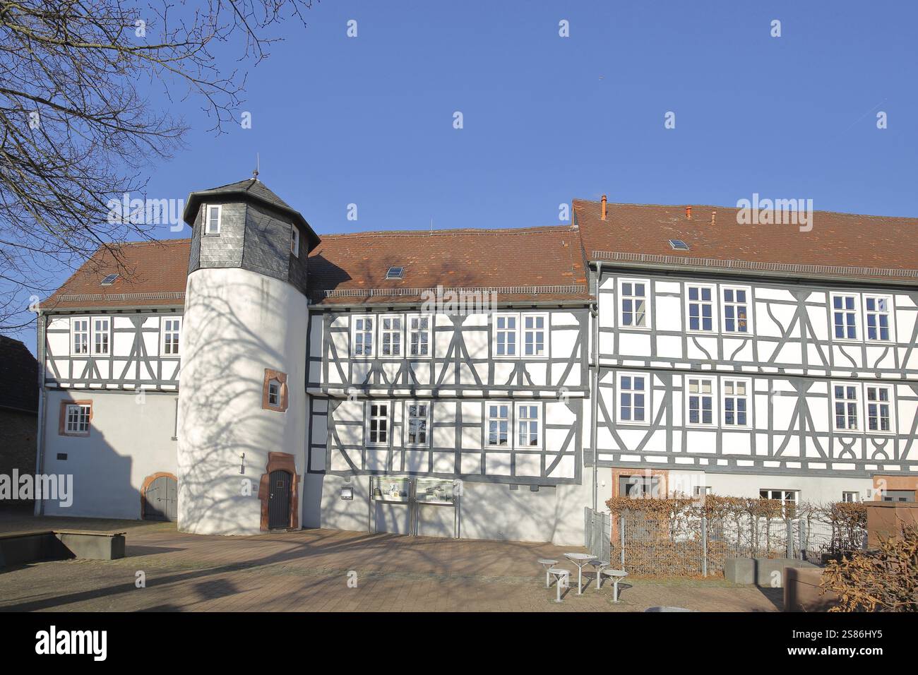 Small castle built in 1564, historic half-timbered house with oriel and ...
