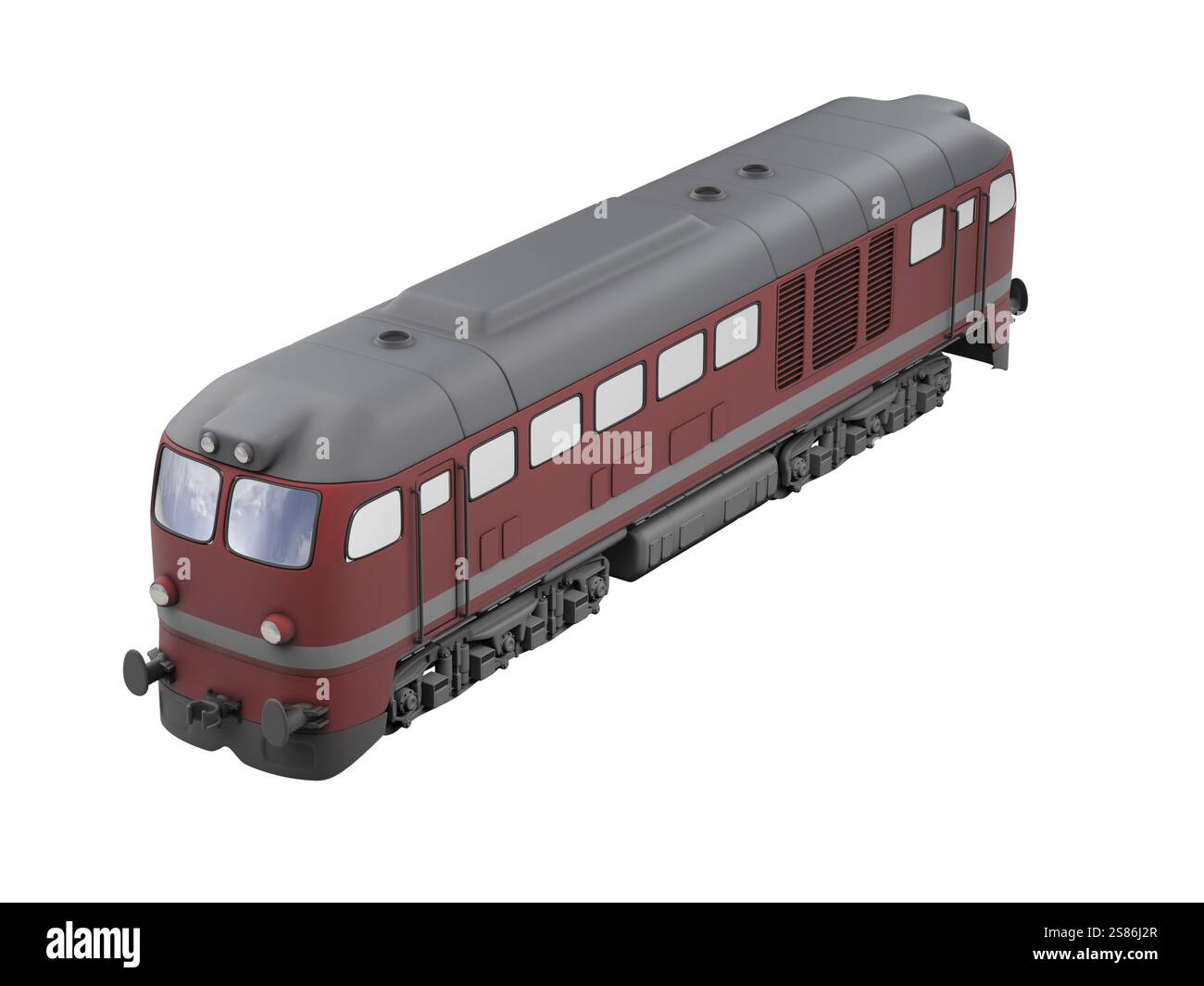 Isolated red train over white background Stock Photo - Alamy