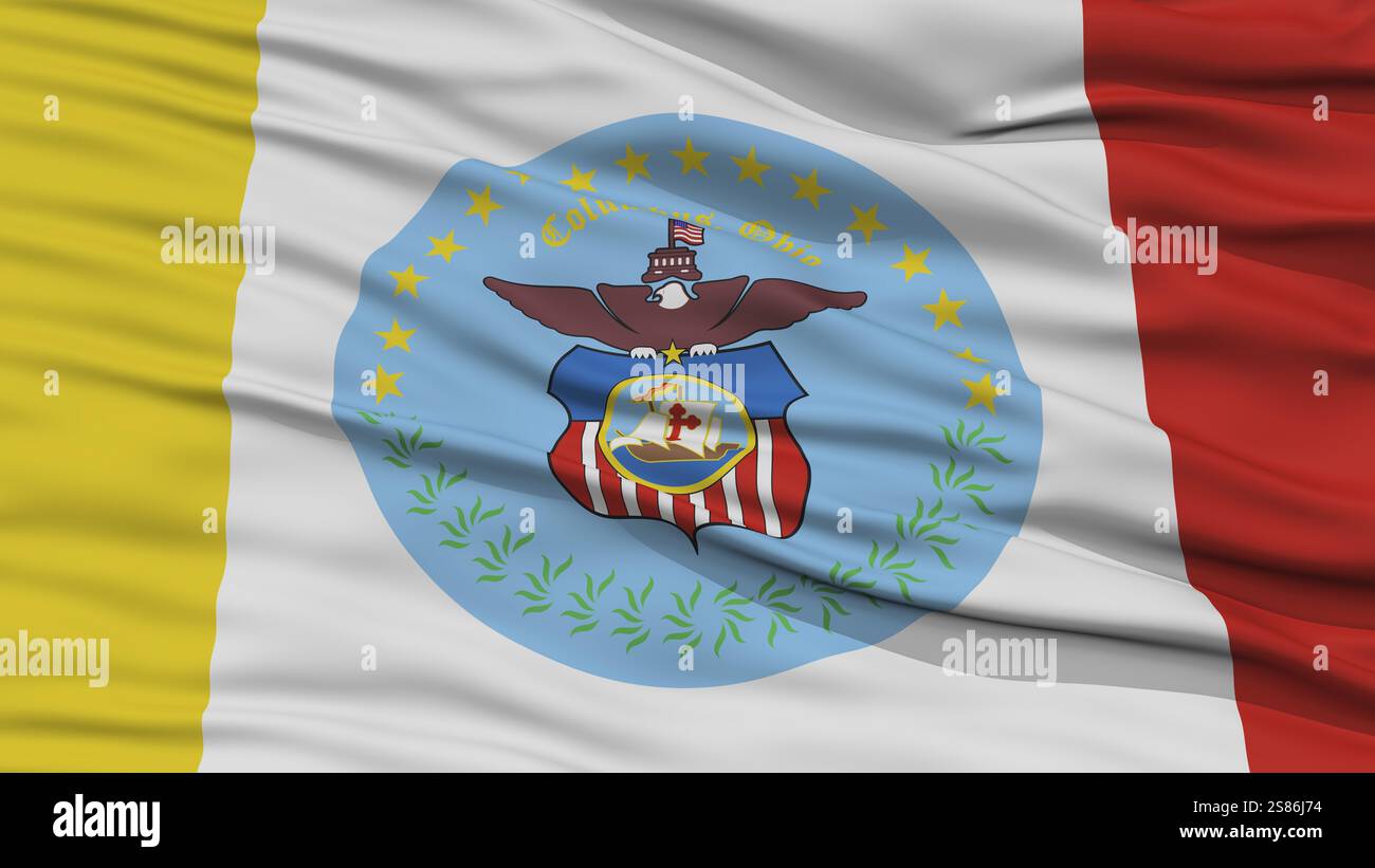 Closeup Columbus Flag, Capital of Ohio State, Flying in the Wind Stock ...