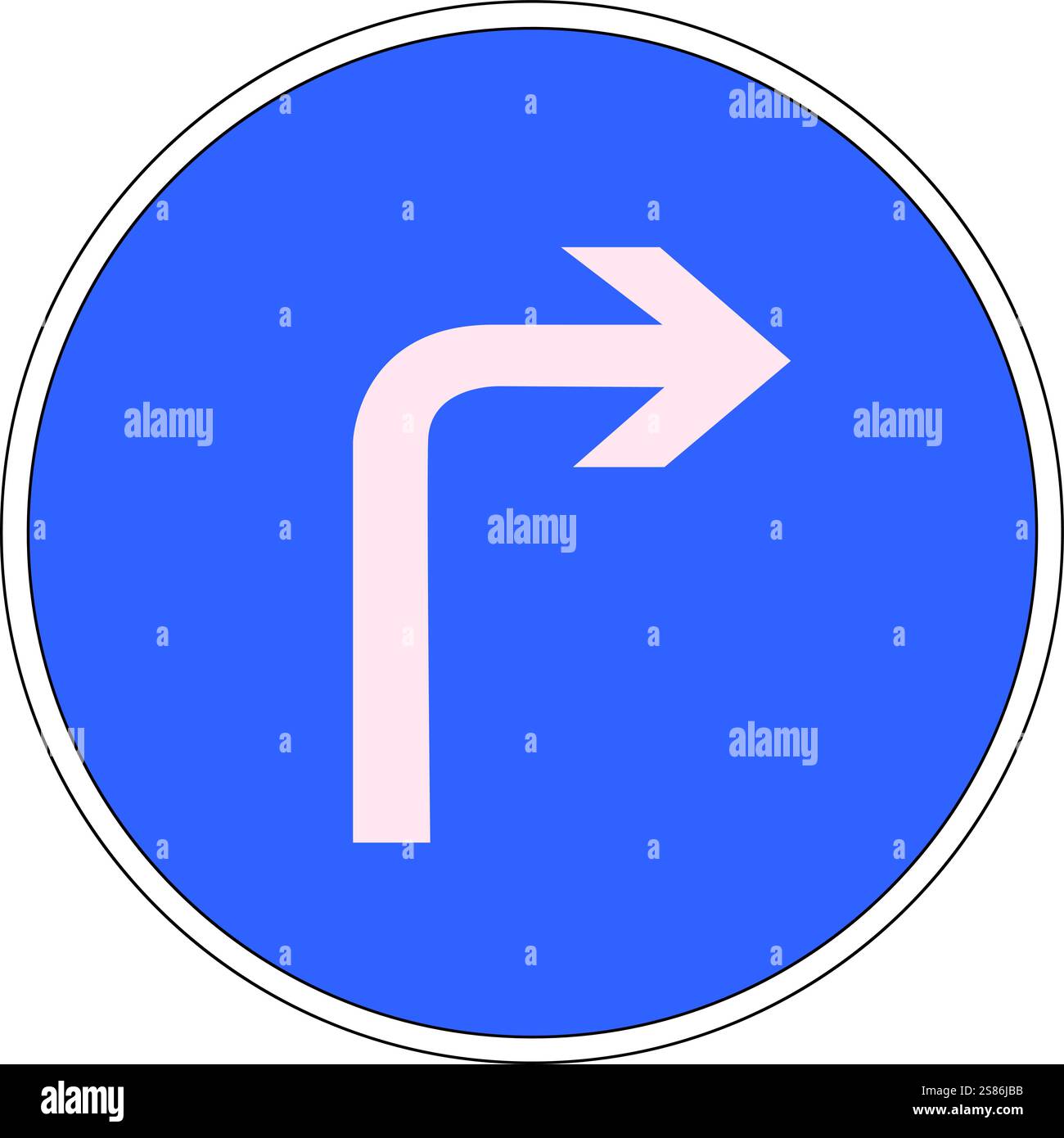 Road sign: Mandatory right turn at next intersection Stock Vector Image ...