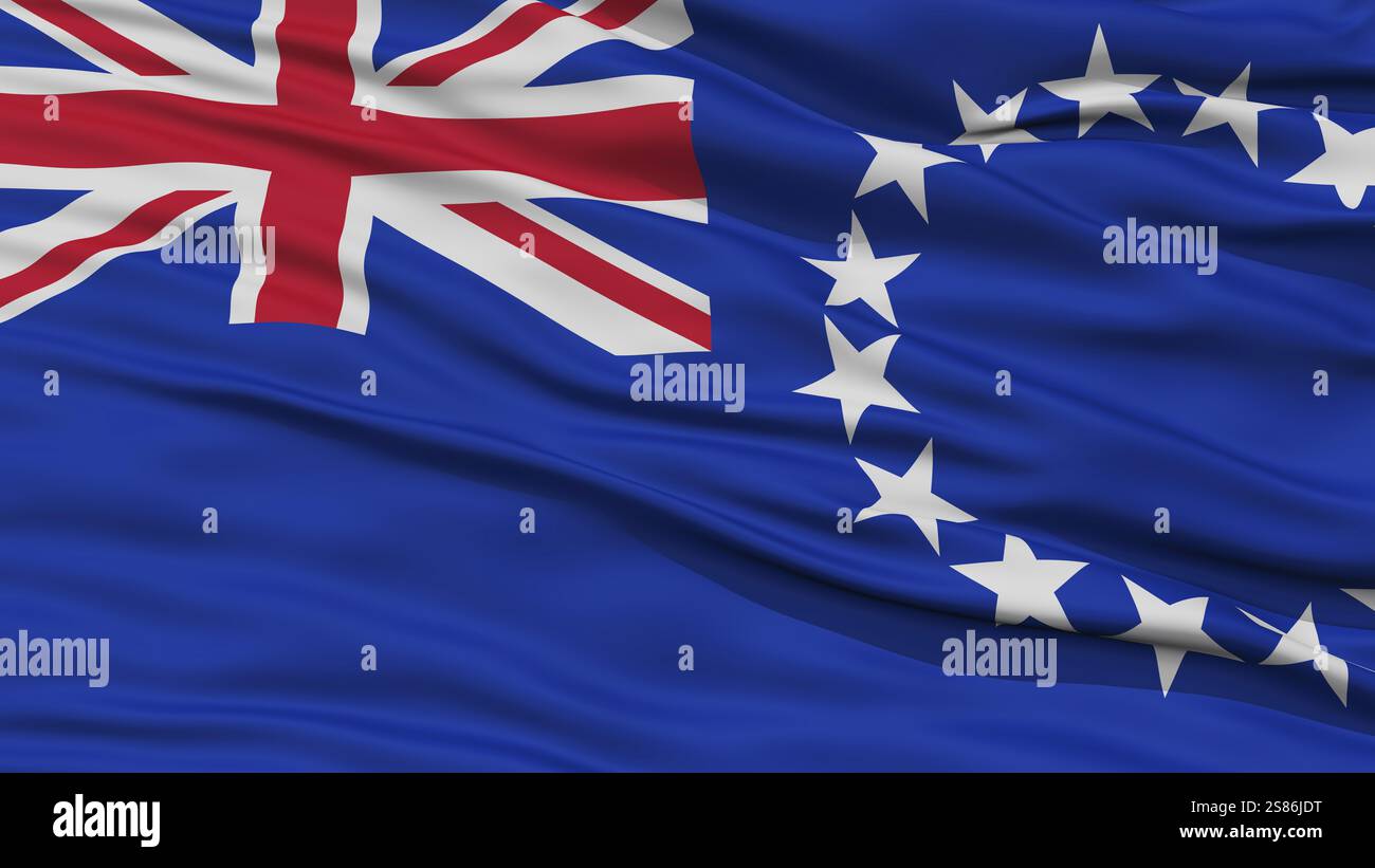 Closeup Cook Islands Flag, Waving in the Wind, High Resolution Stock ...