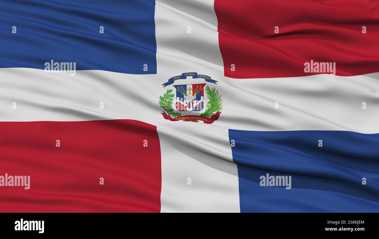 Closeup Dominican Republic Flag, Waving in the Wind, High Resolution ...
