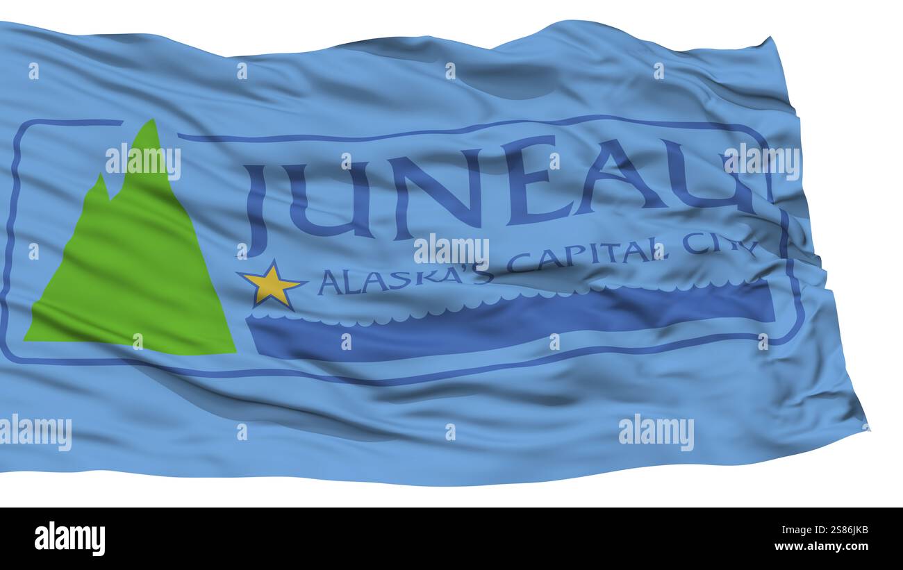 Isolated Juneau Flag, Capital of Alaska State, Waving on White ...