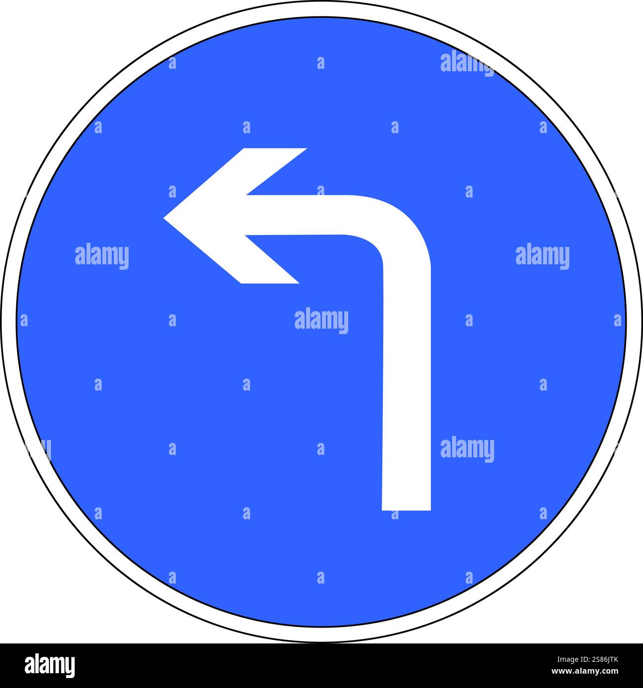 Road sign: Mandatory left turn at next intersection Stock Vector Image ...