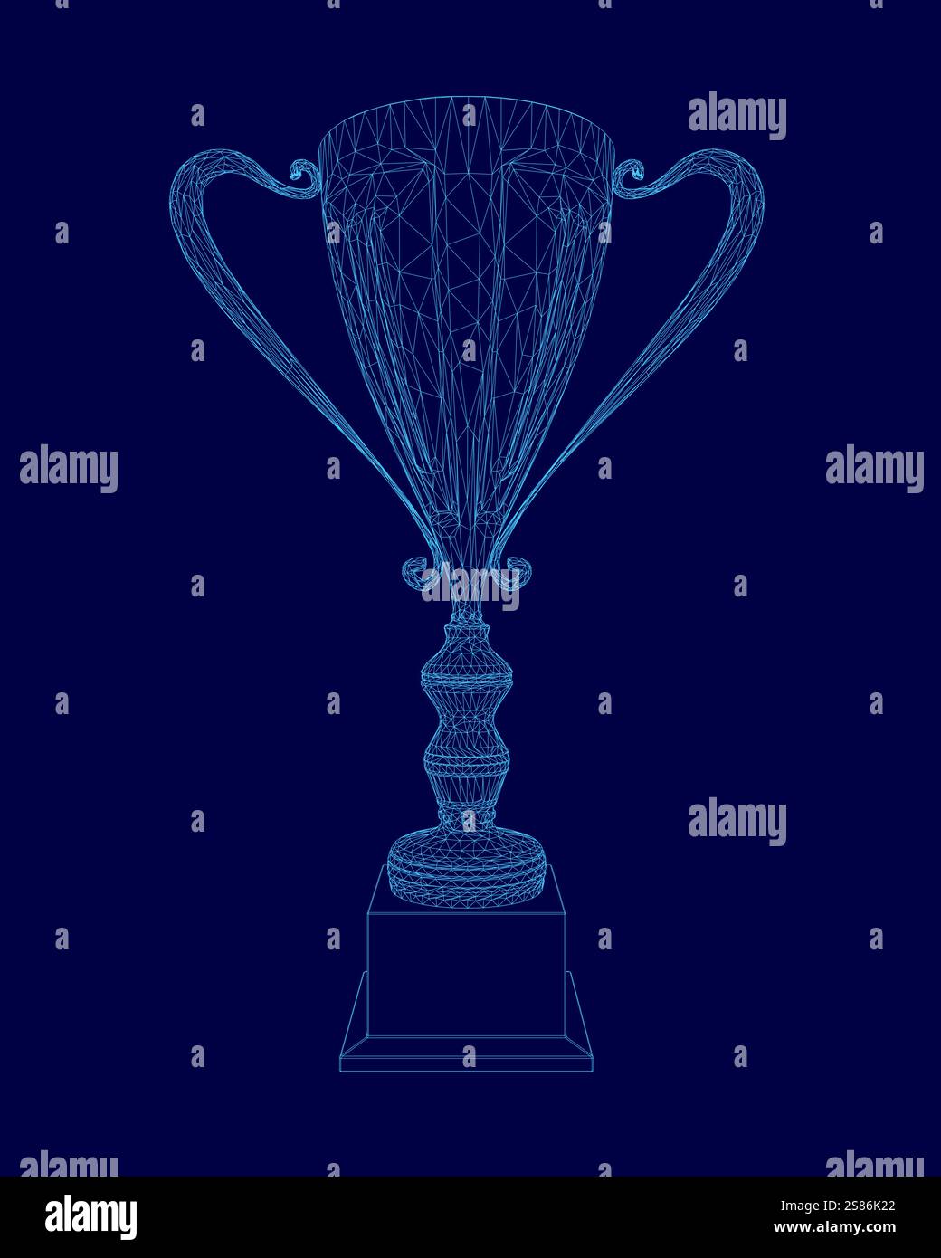 Blue trophy with a blue background. The trophy is in a 3D format. The ...