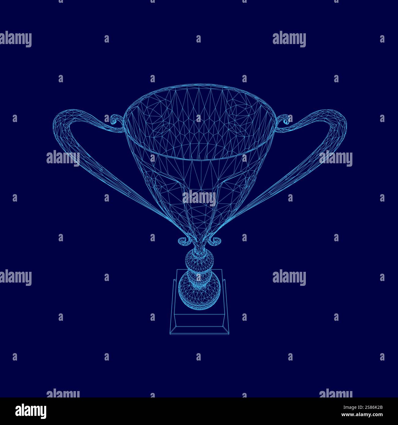 Blue trophy with a 3D effect. The trophy is made of wire and has a 3D ...