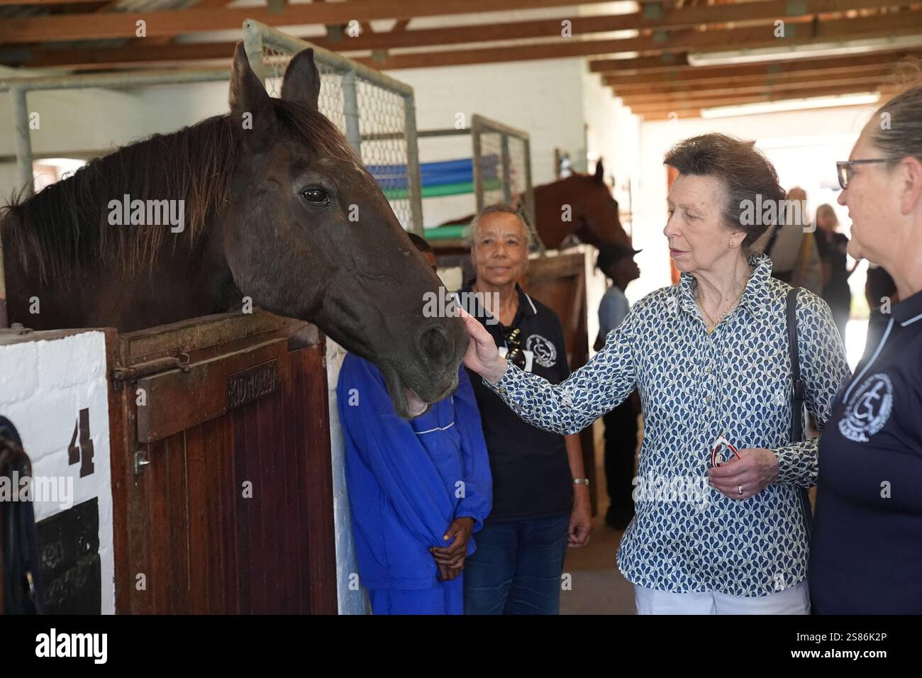 The Princess Royal in the stables during a visit to the South African ...